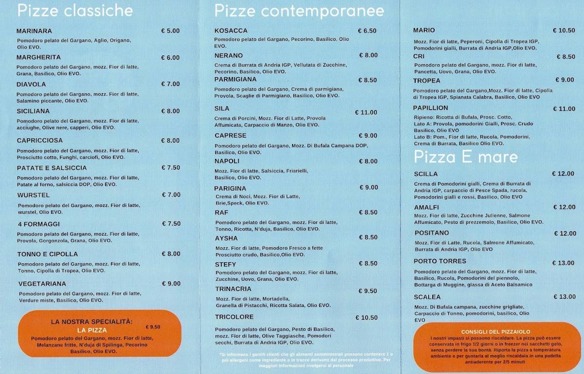 Menu da LA PIZZA E NON SOLO ristorante, Pordenone, Via Montereale