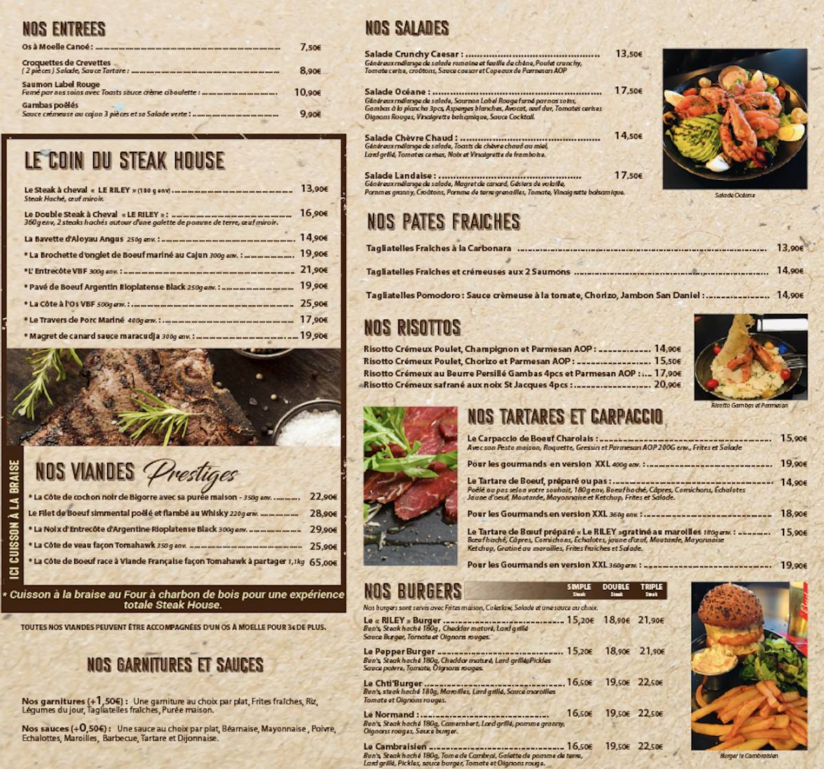 Menu au LE RILEY restaurant, Raillencourt-Sainte-Olle