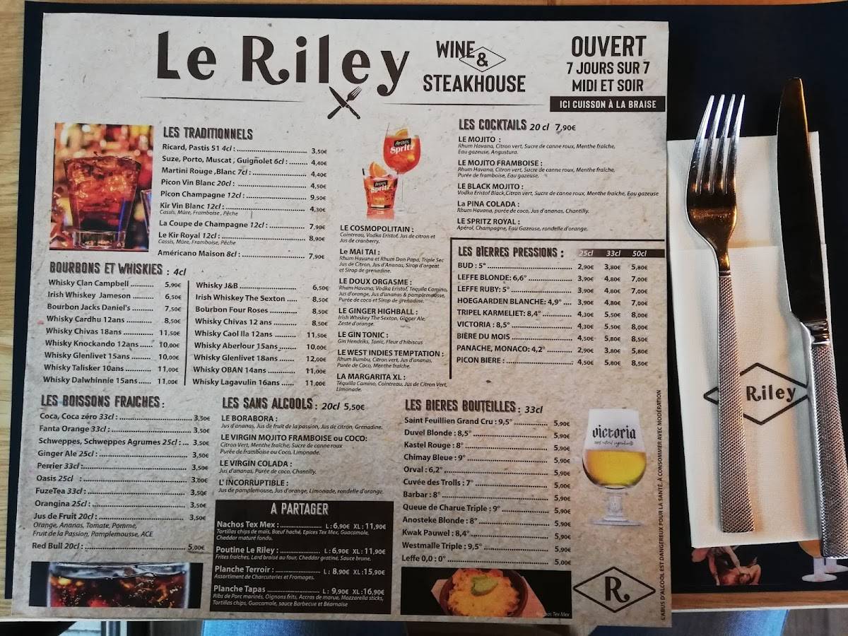 Menu au LE RILEY restaurant, Raillencourt-Sainte-Olle