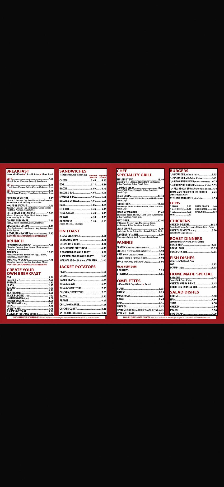 Menu at LEGEND CAFE & RESTAURANT, Royal Leamington Spa, Avenue Rd