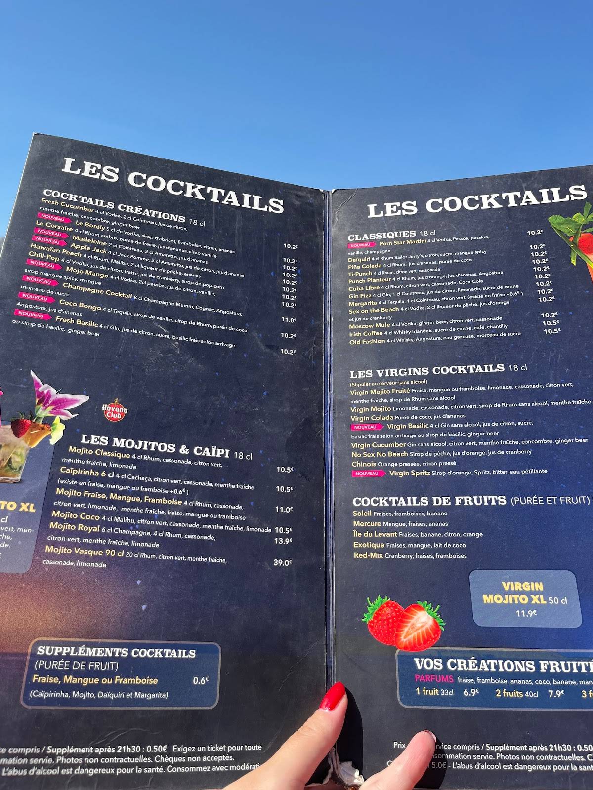 Menu au L'EQUINOXE BEACH - Plage Privée restaurant, Marseille, Escale ...