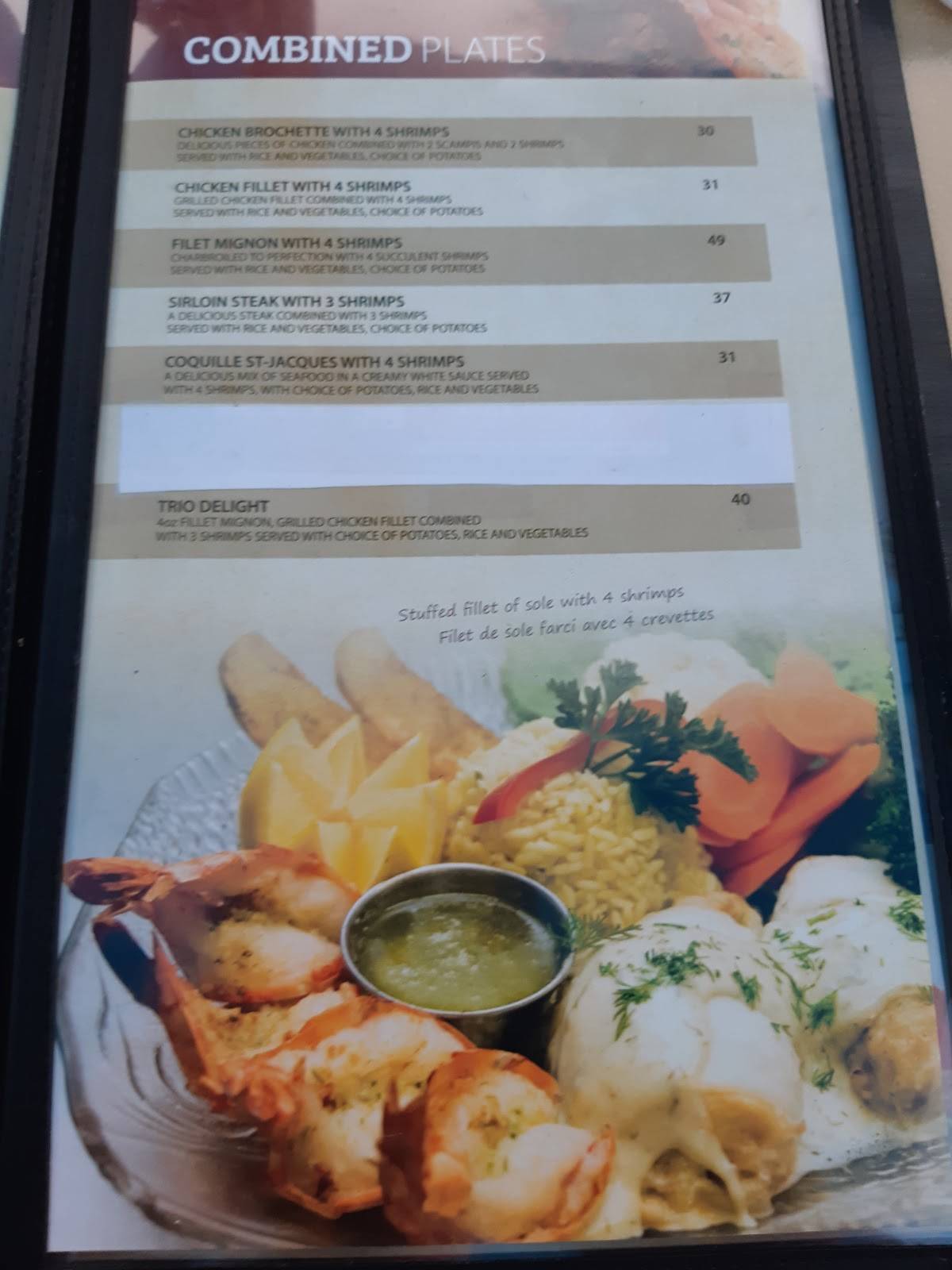 Menu at L'Escale Restaurant, Hawkesbury