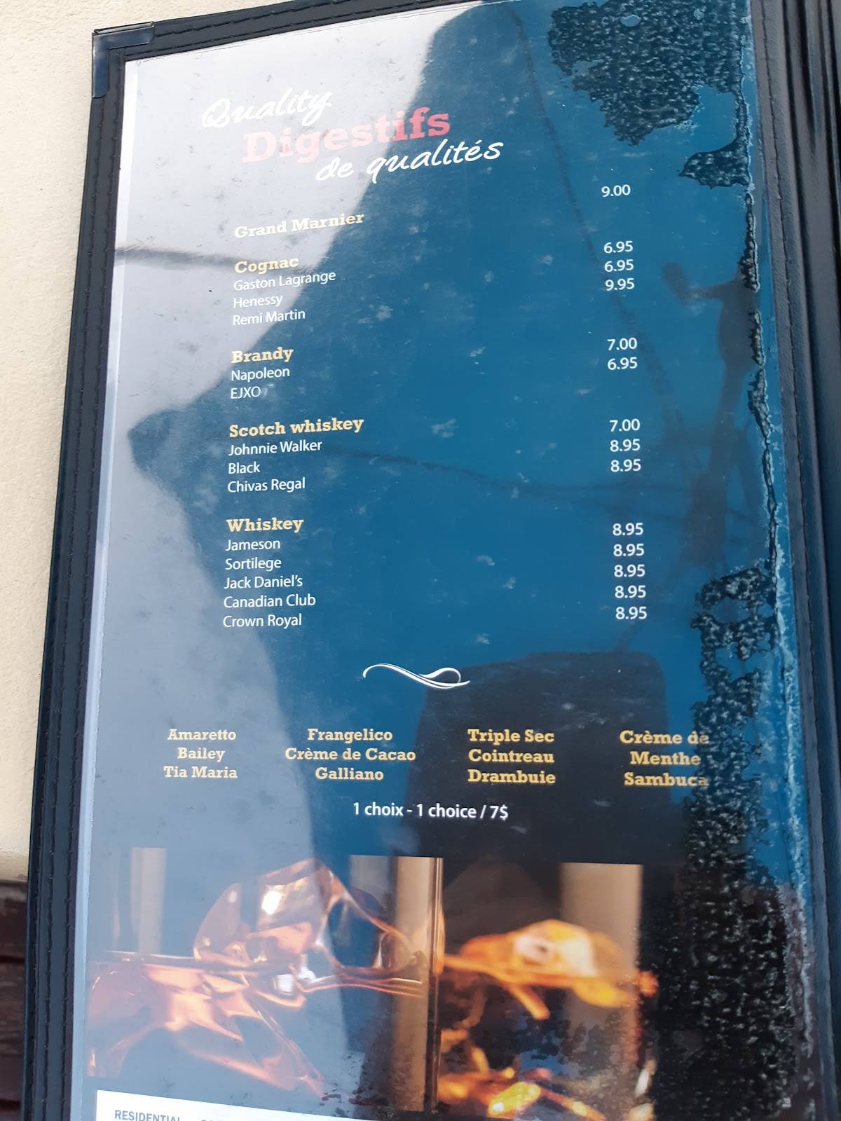 Menu at L'Escale Restaurant, Hawkesbury