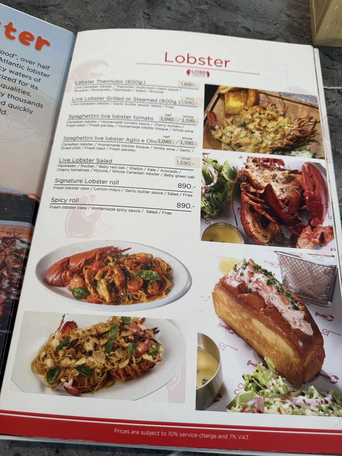 Menu at LOBS Lobster Brunch and Bistro restaurant, Bangkok