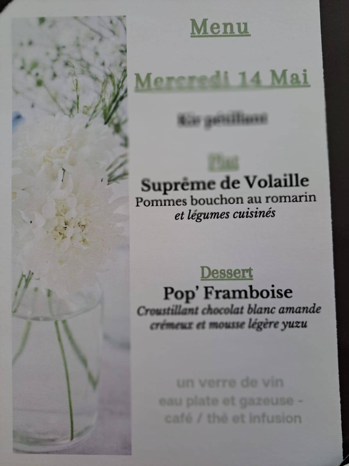 Menu au LOGIS Le Privilège restaurant, Saint-Didier