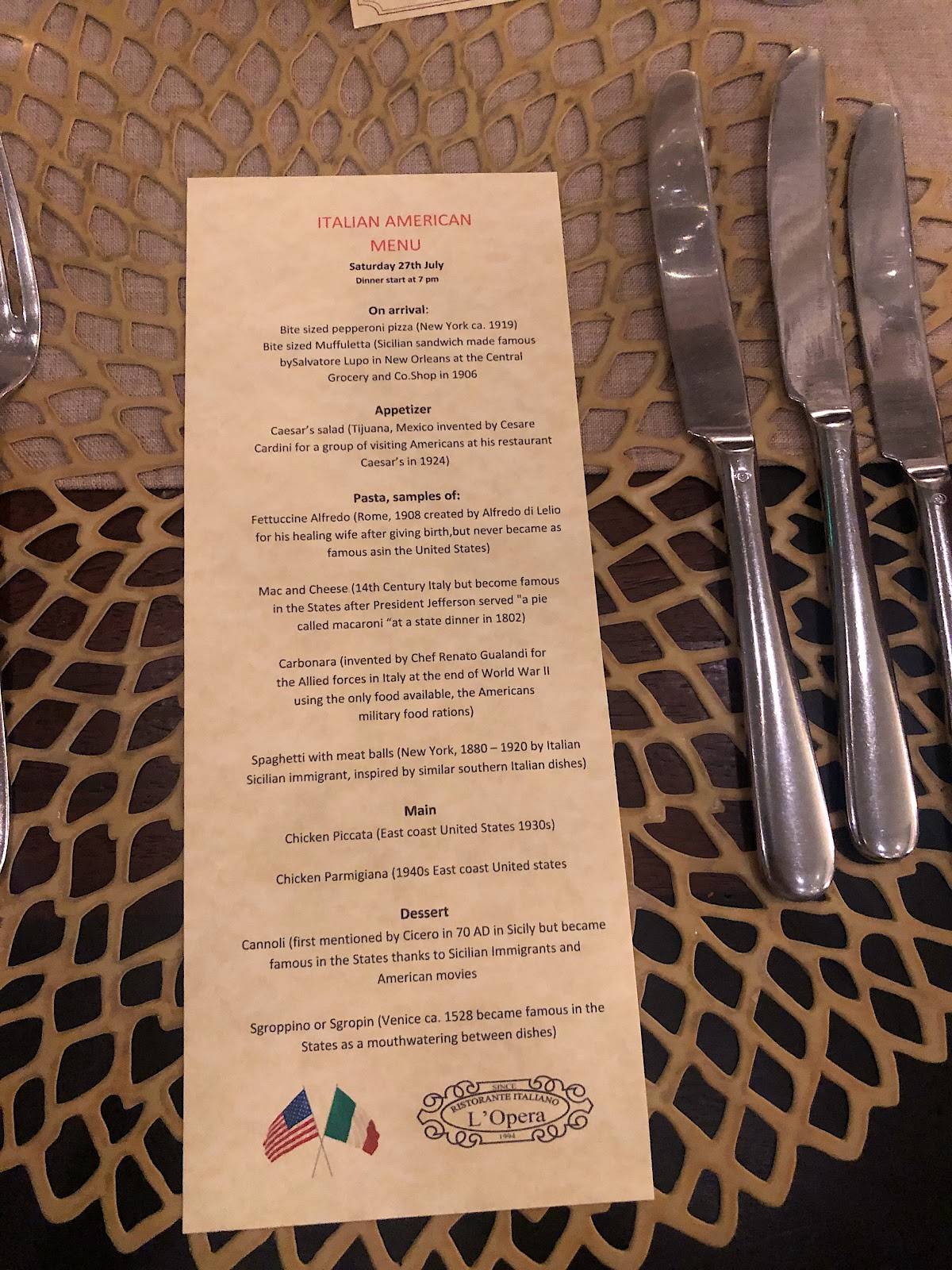 Menu at L'Opera Ristorante Italiano restaurant, Taguig