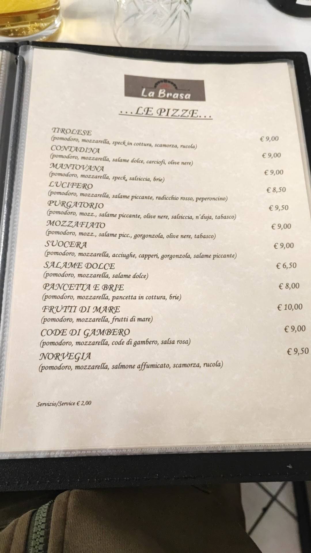 Menu da La Brasa ristorante pizzeria Nuvolento, Nuvolento