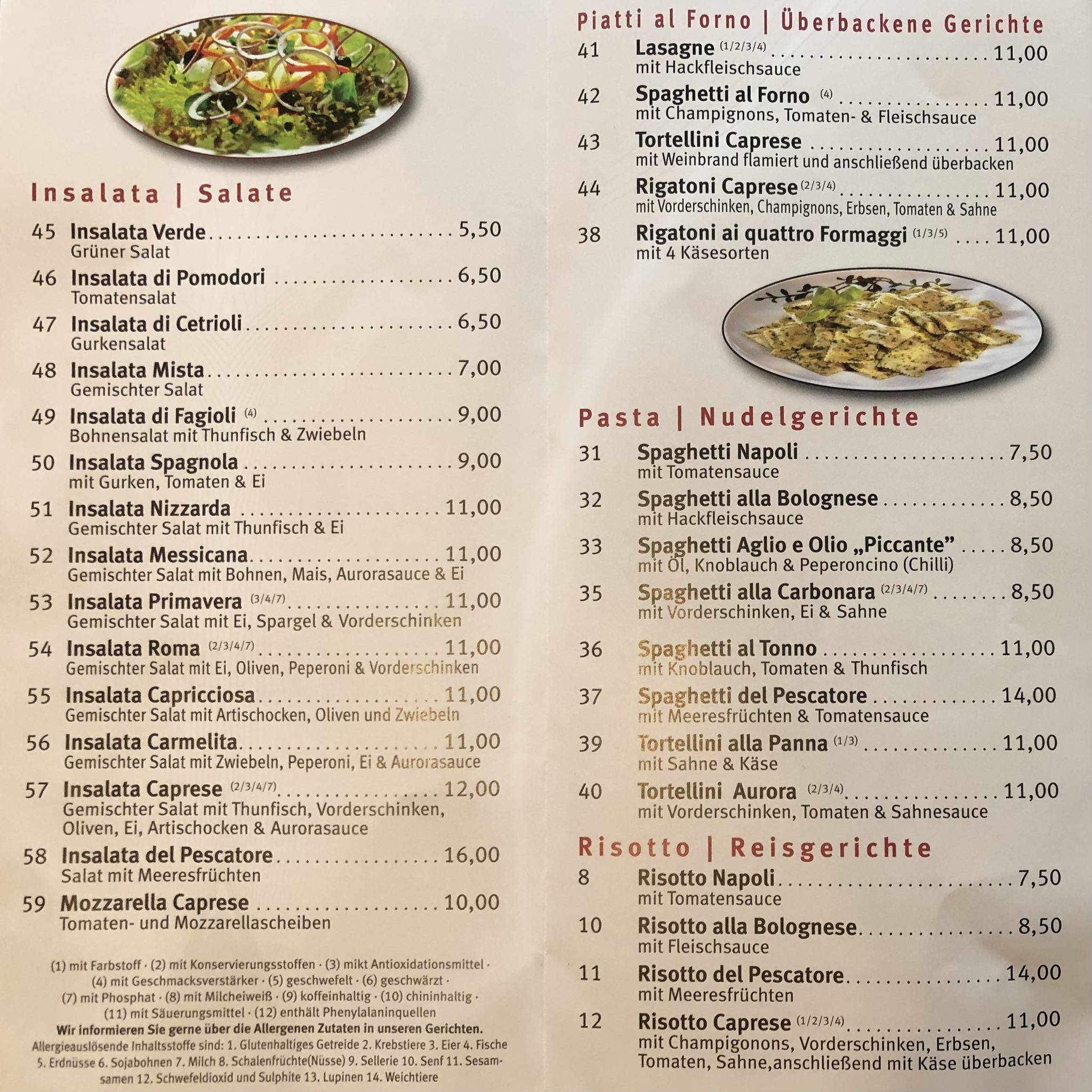 Speisekarte von La Caprese restaurant, Oberau
