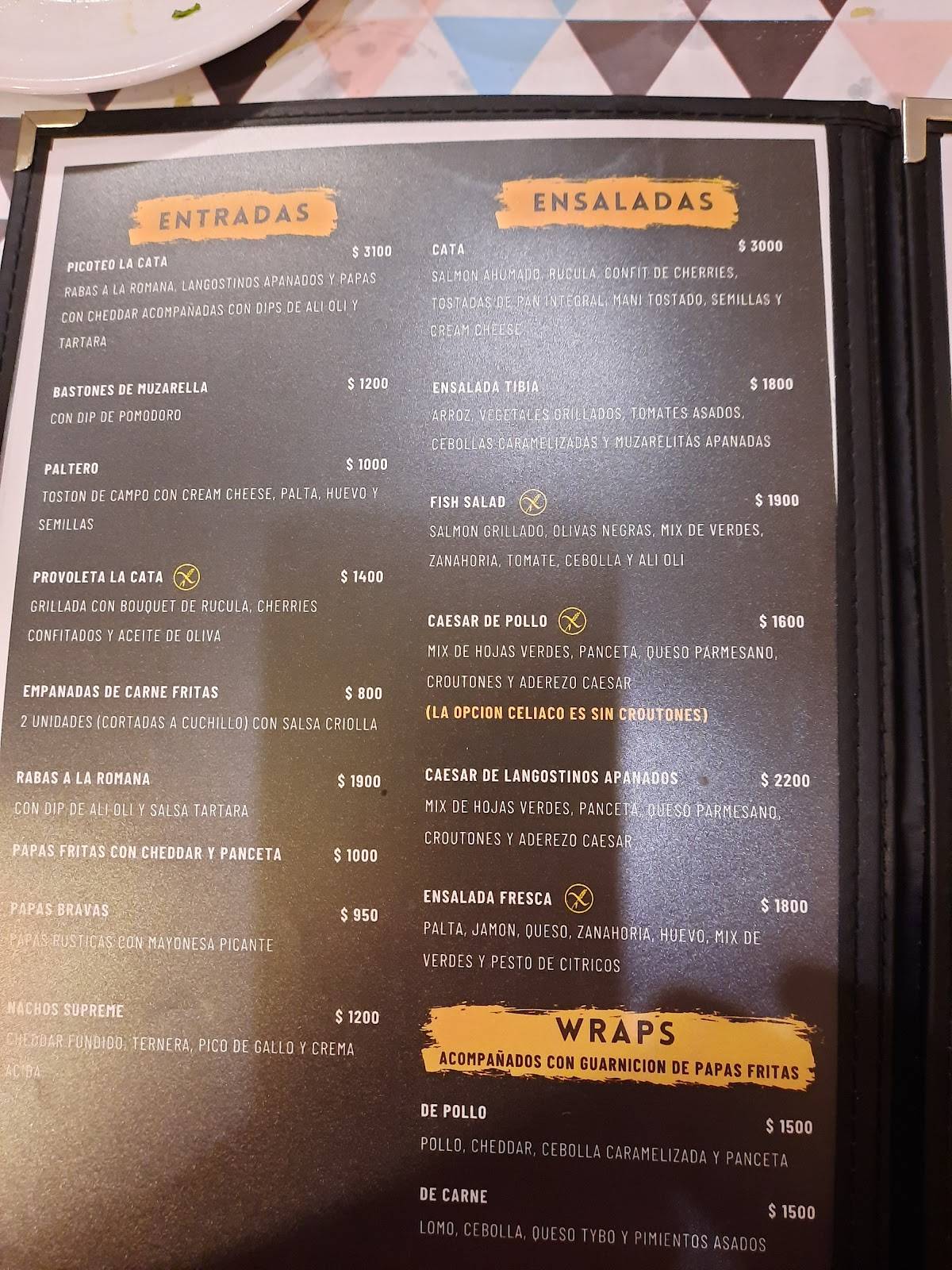 Carta de La Catalina Bar, Buenos Aires