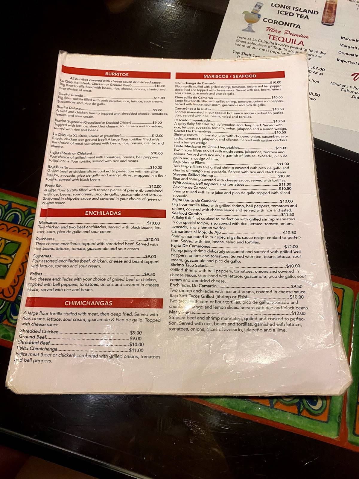 Menu at La Chiquita restaurant, Russellville, E Main St