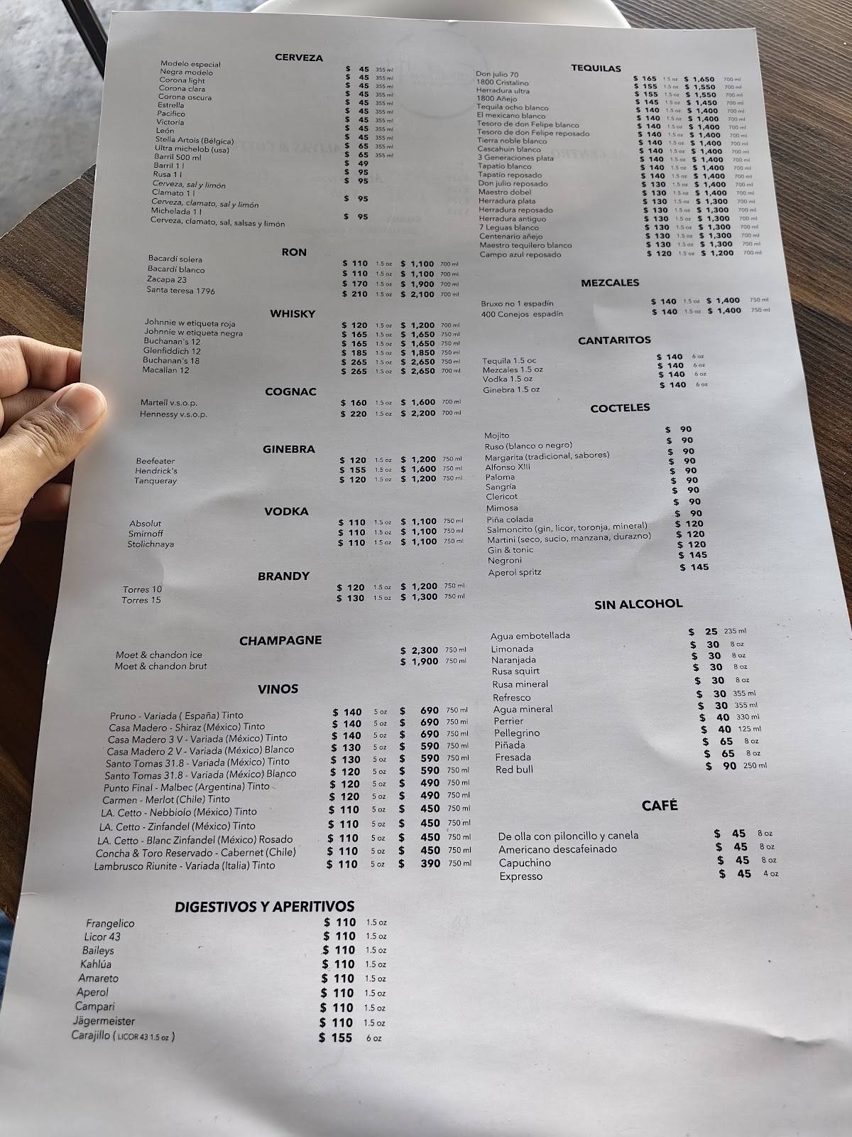 Menu at La Condenada pub & bar, Tlaquepaque, C. Vista a la Campiña 5414