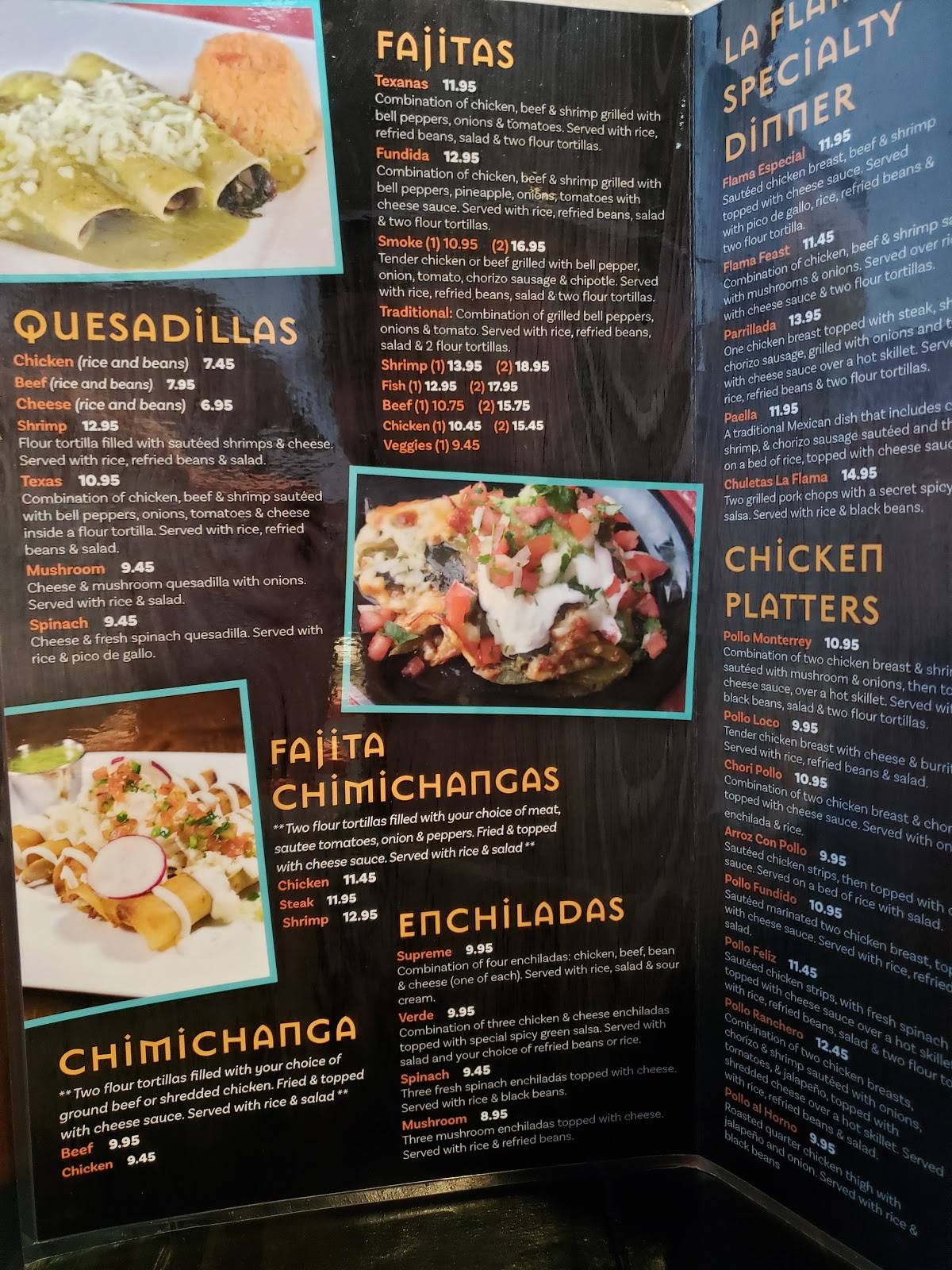 Menu at La Flama Mexican Restaurant, Snow Hill
