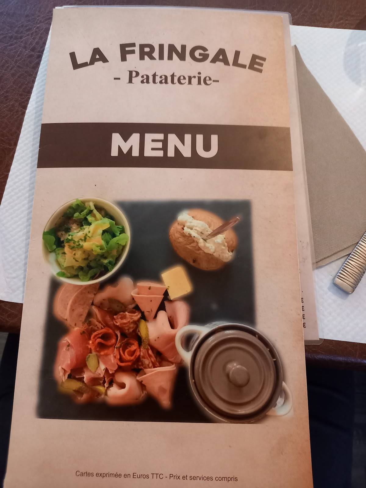 Menu au La fringale restaurant, Noyon