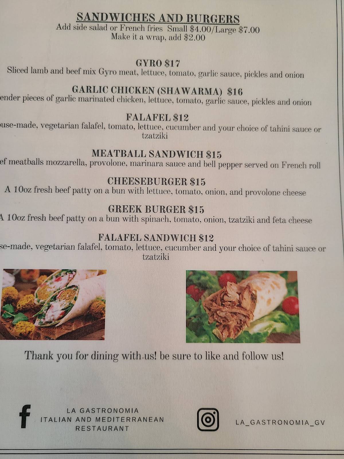 Menu at La Gastronomia pizzeria, Grass Valley, 760 S Auburn St UNIT G