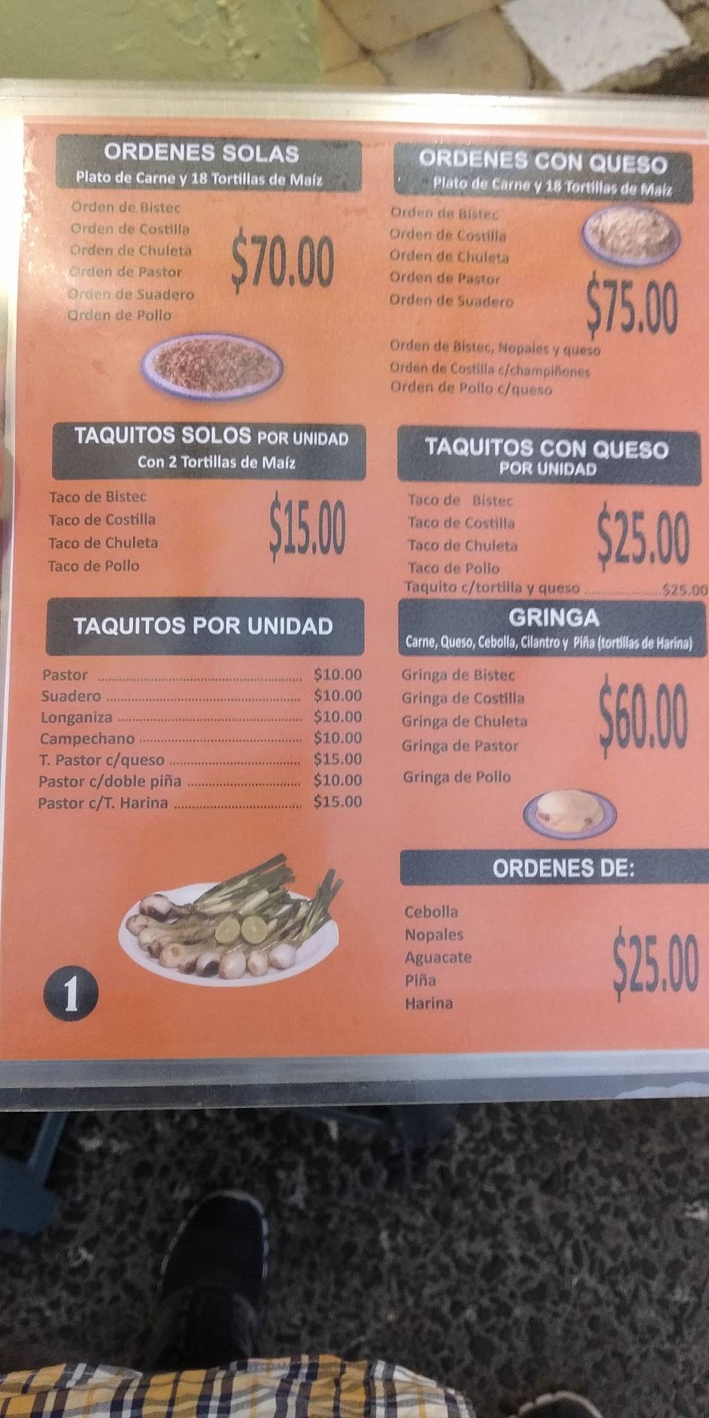 Carta del restaurante La Gringa 2, Cuernavaca
