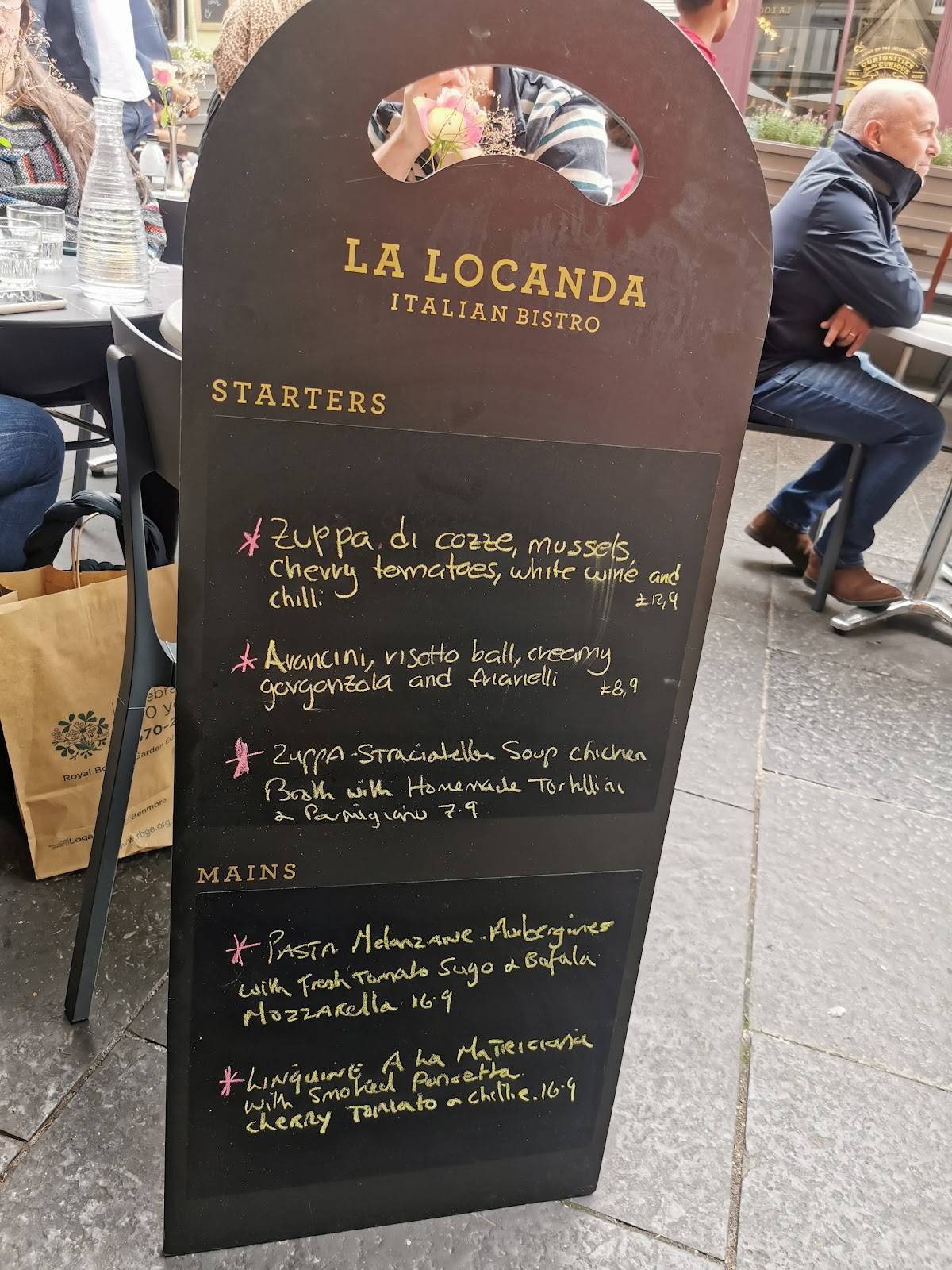 Menu at La Locanda Edinburgh restaurant, Edinburgh