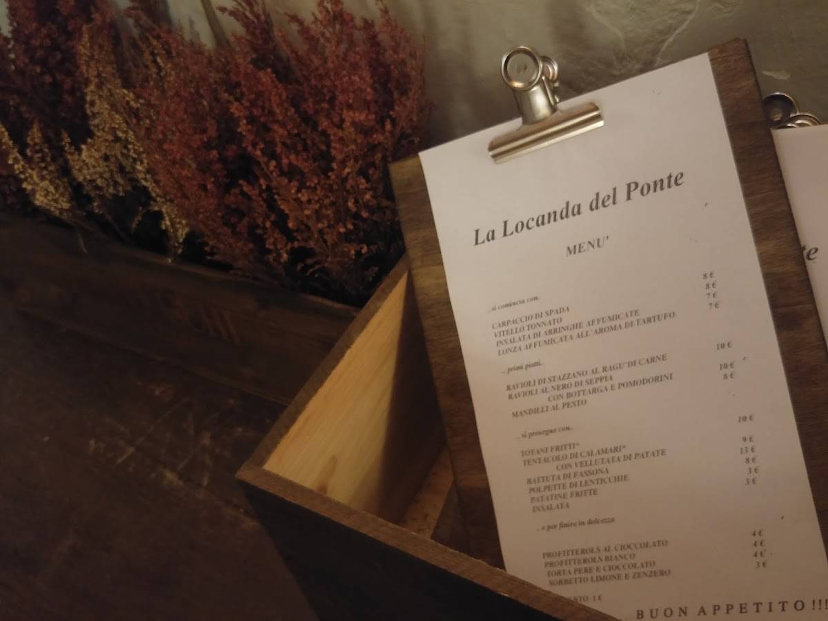 Menu au La Locanda del Ponte restaurant, Rossiglione