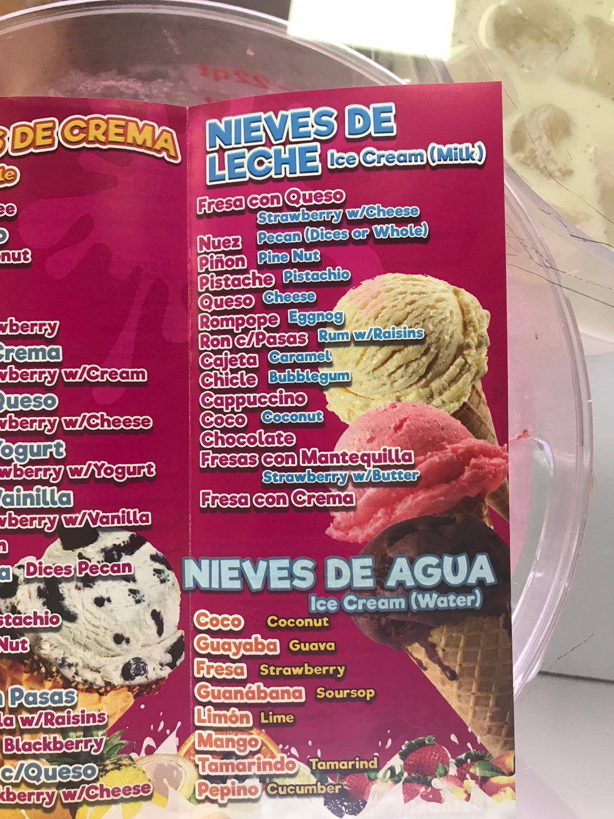 Menu at La Michoacana Pacoima "The Ice Cream Factory", Los Angeles, Van ...