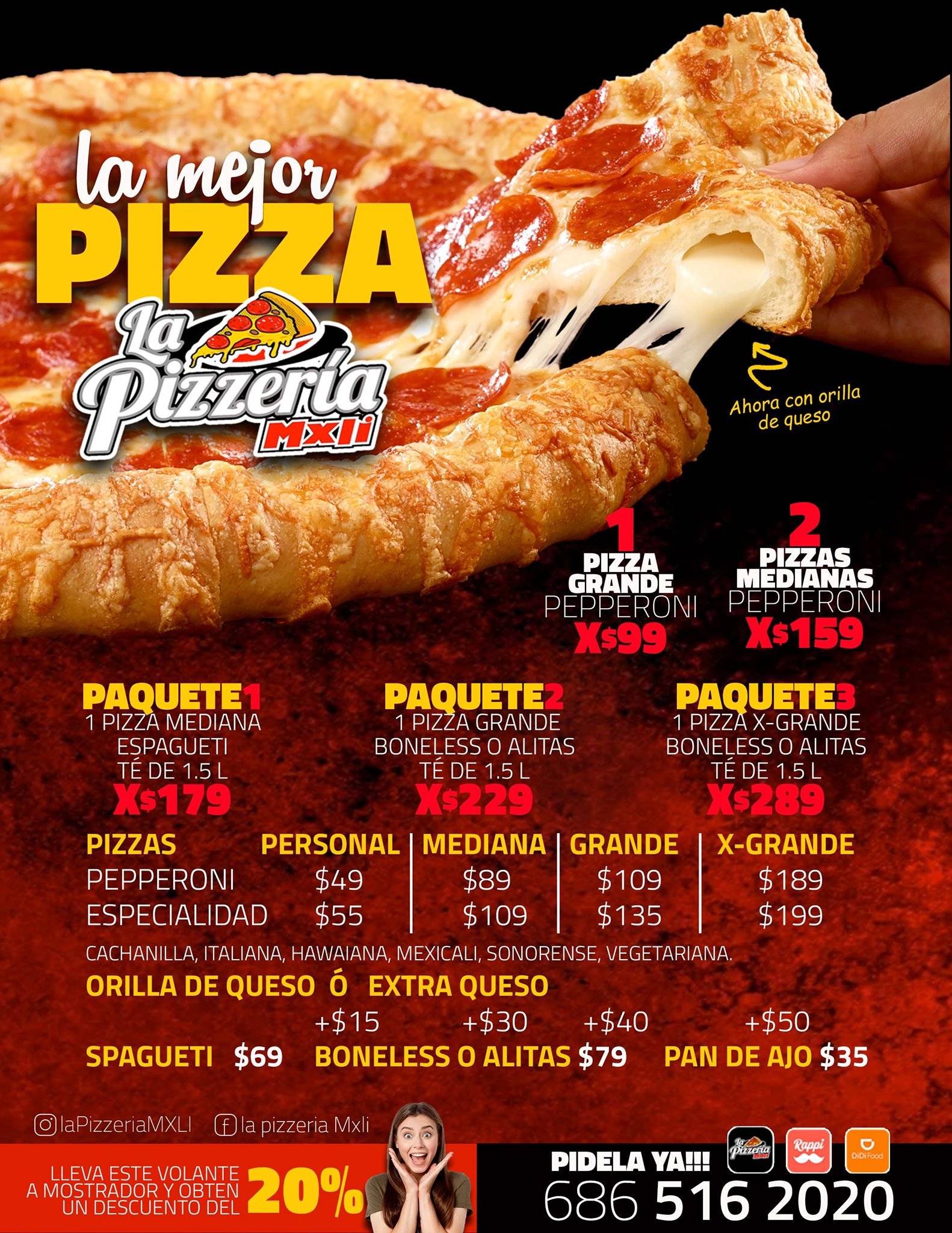 Carta del restaurante One Way Pizza, Mexicali