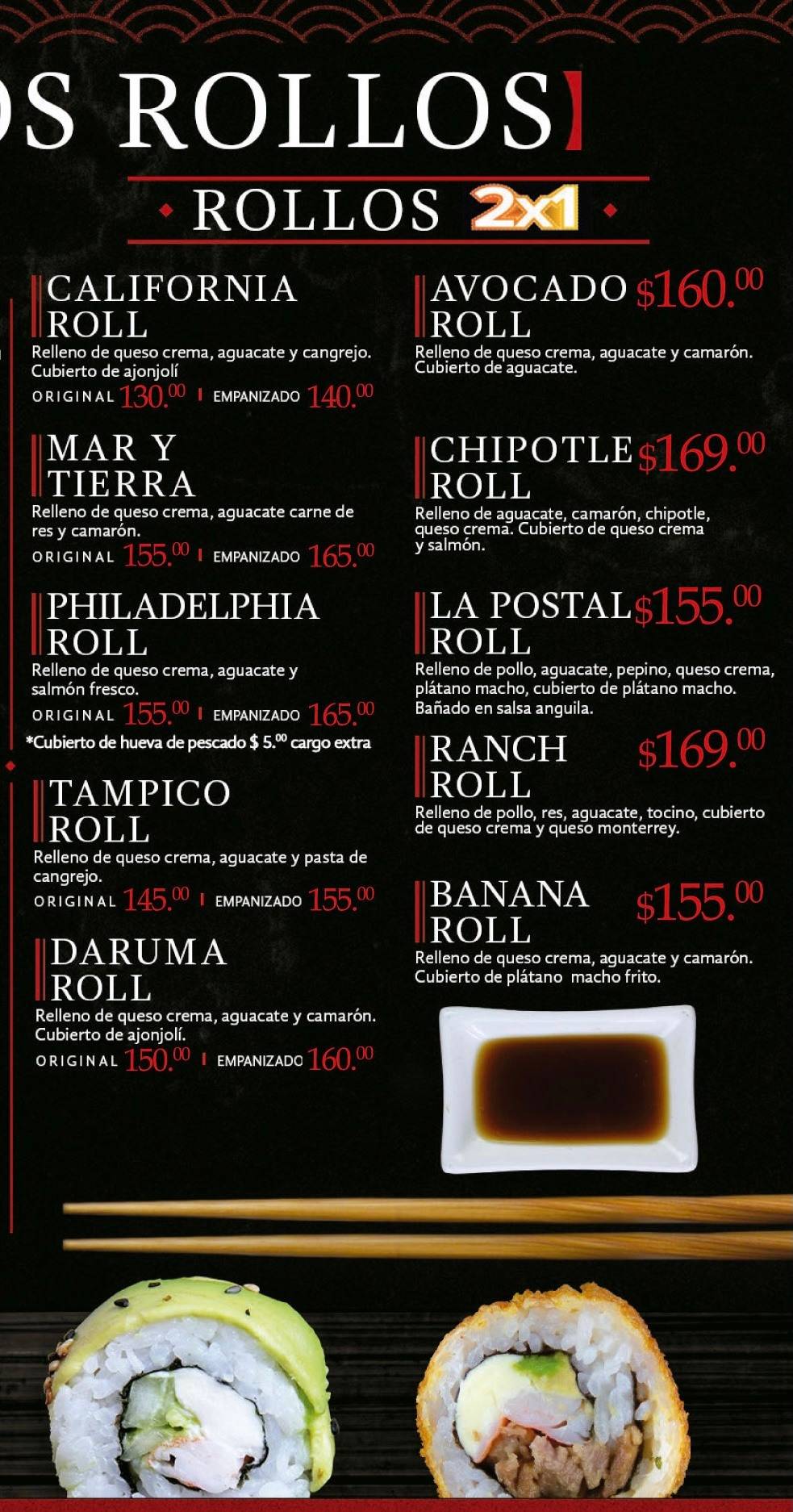 Carta del restaurante La Postal Teriyaki & Sushi Suc, Planetario, Tijuana