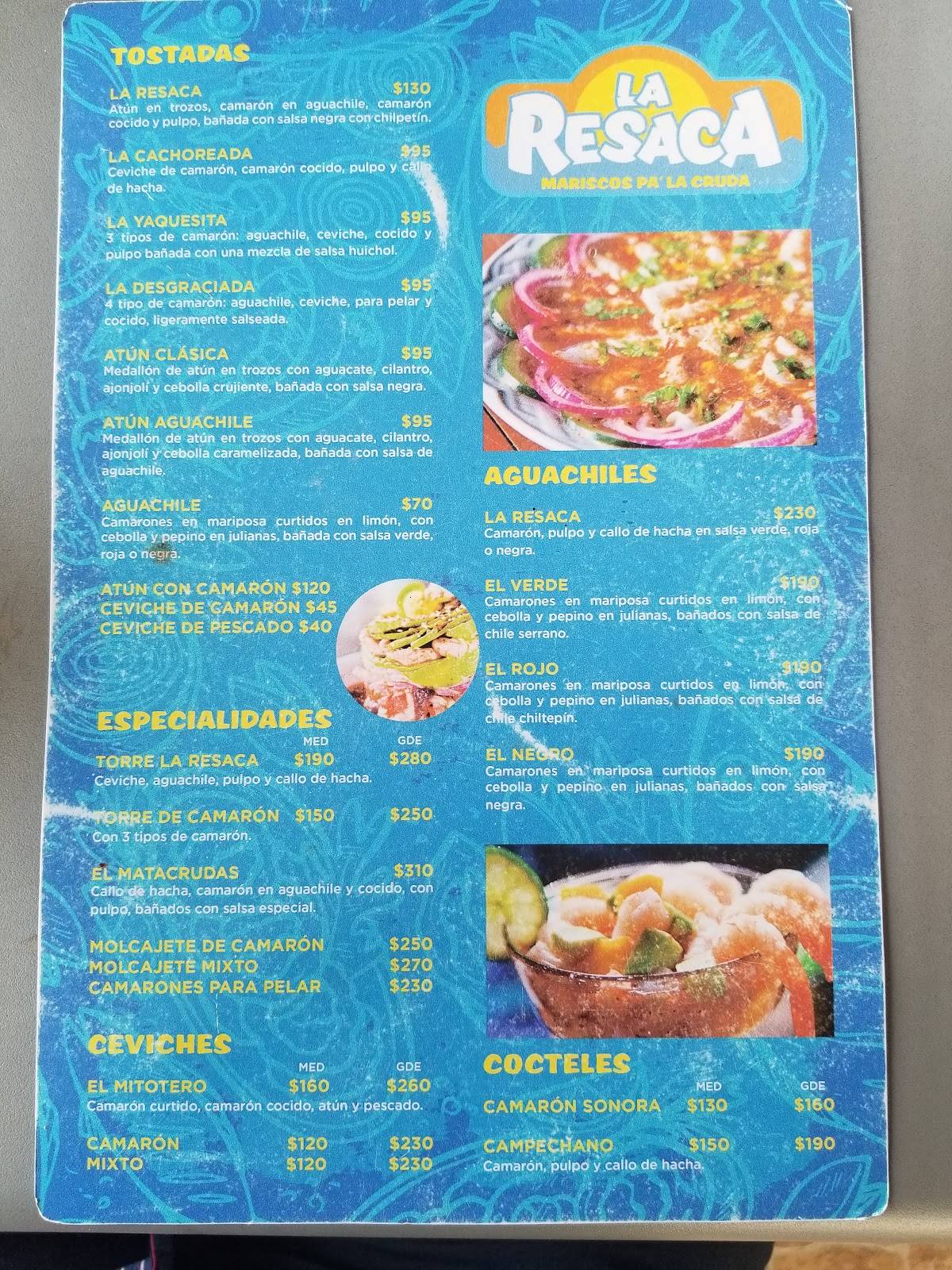 Menu at La Resaca Av. 135 restaurant, Cancún