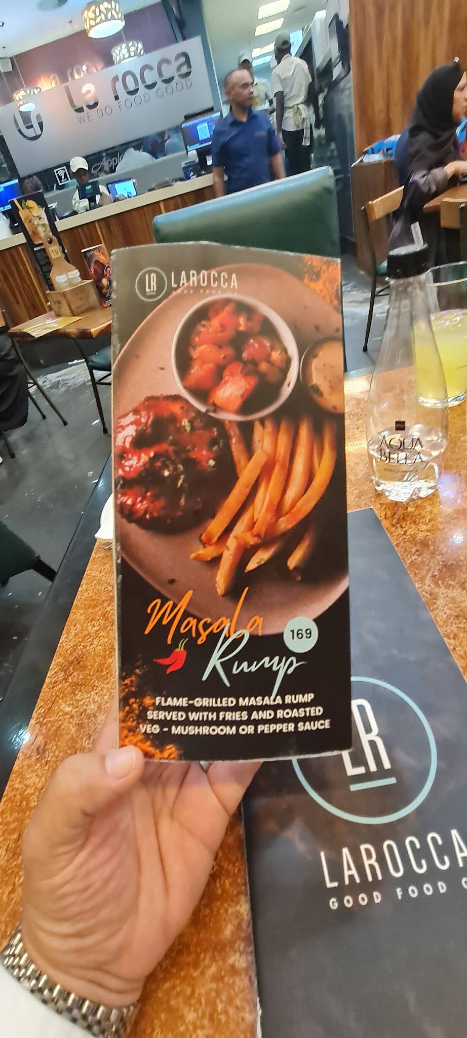 Menu at La Rocca restaurant, Cape Town