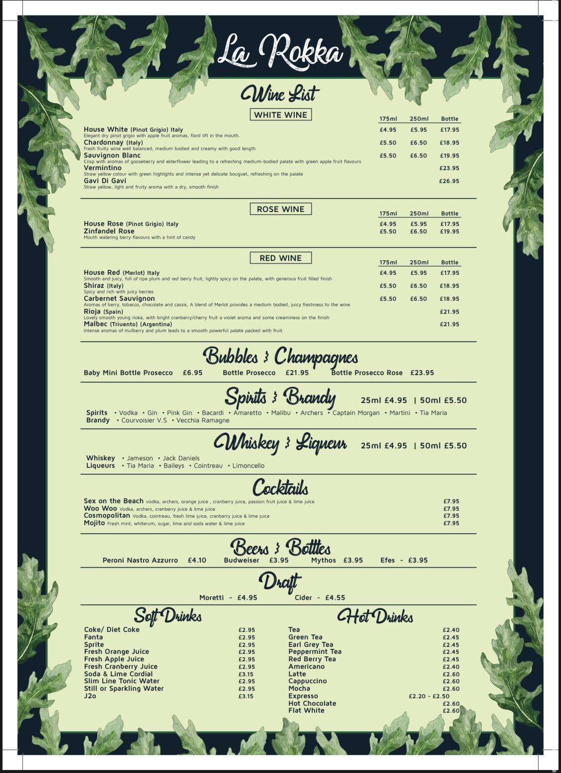 Menu at La Rokka Mediterranean Kitchen restaurant, Pontefract