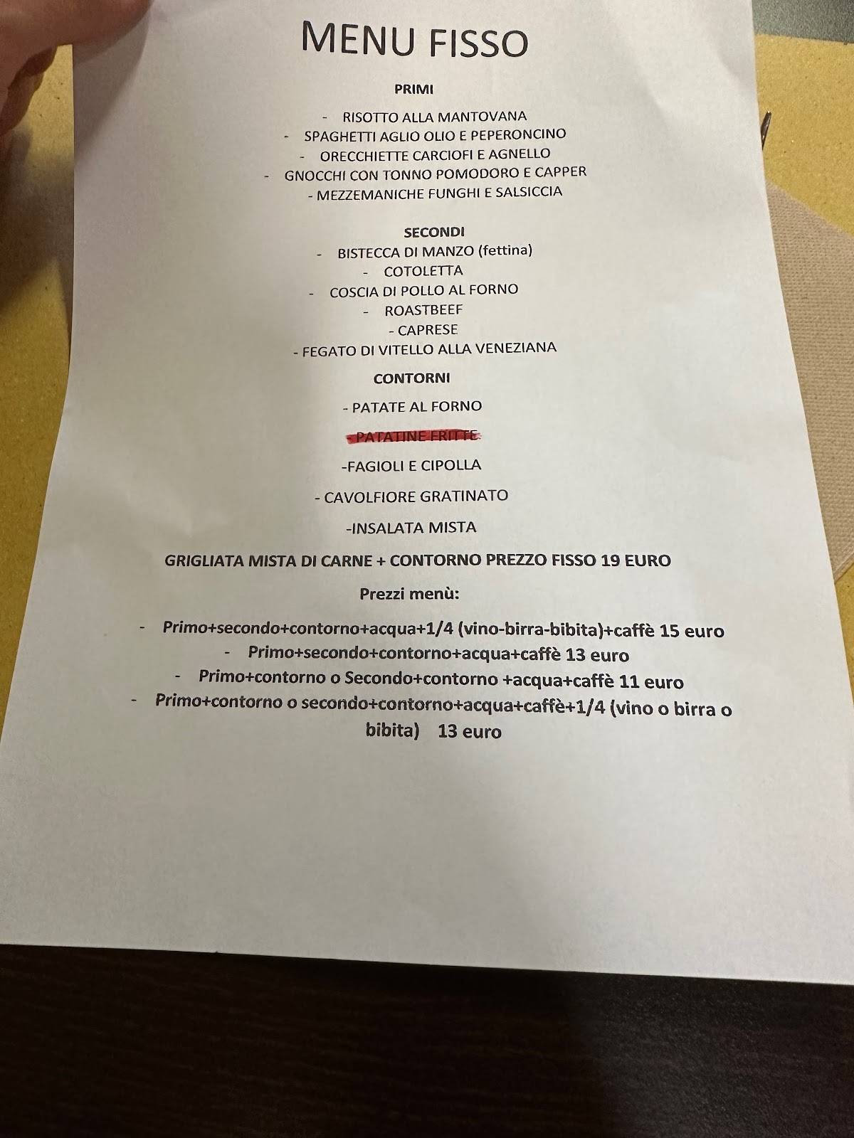 Carta de La Rustica Trattoria Bar Pizzeria, Borgovirgiliana