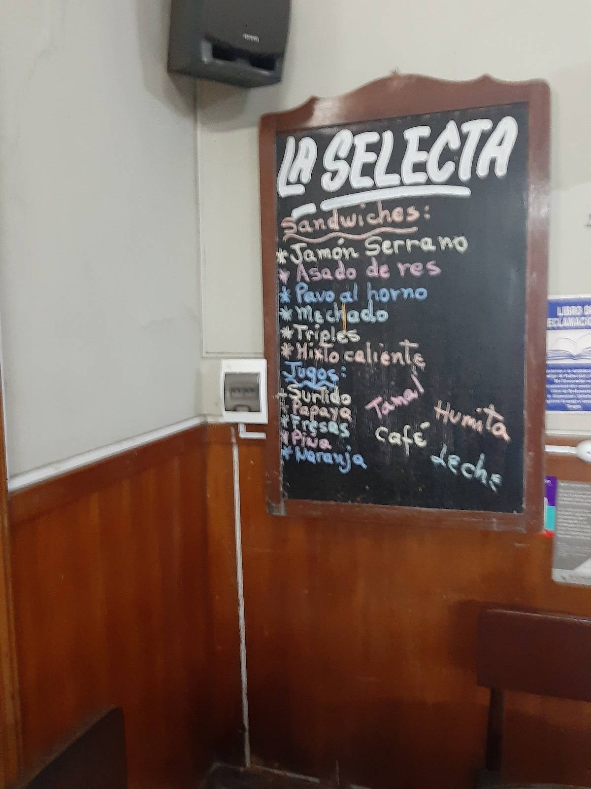 Carta del restaurante La Selecta, Trujillo