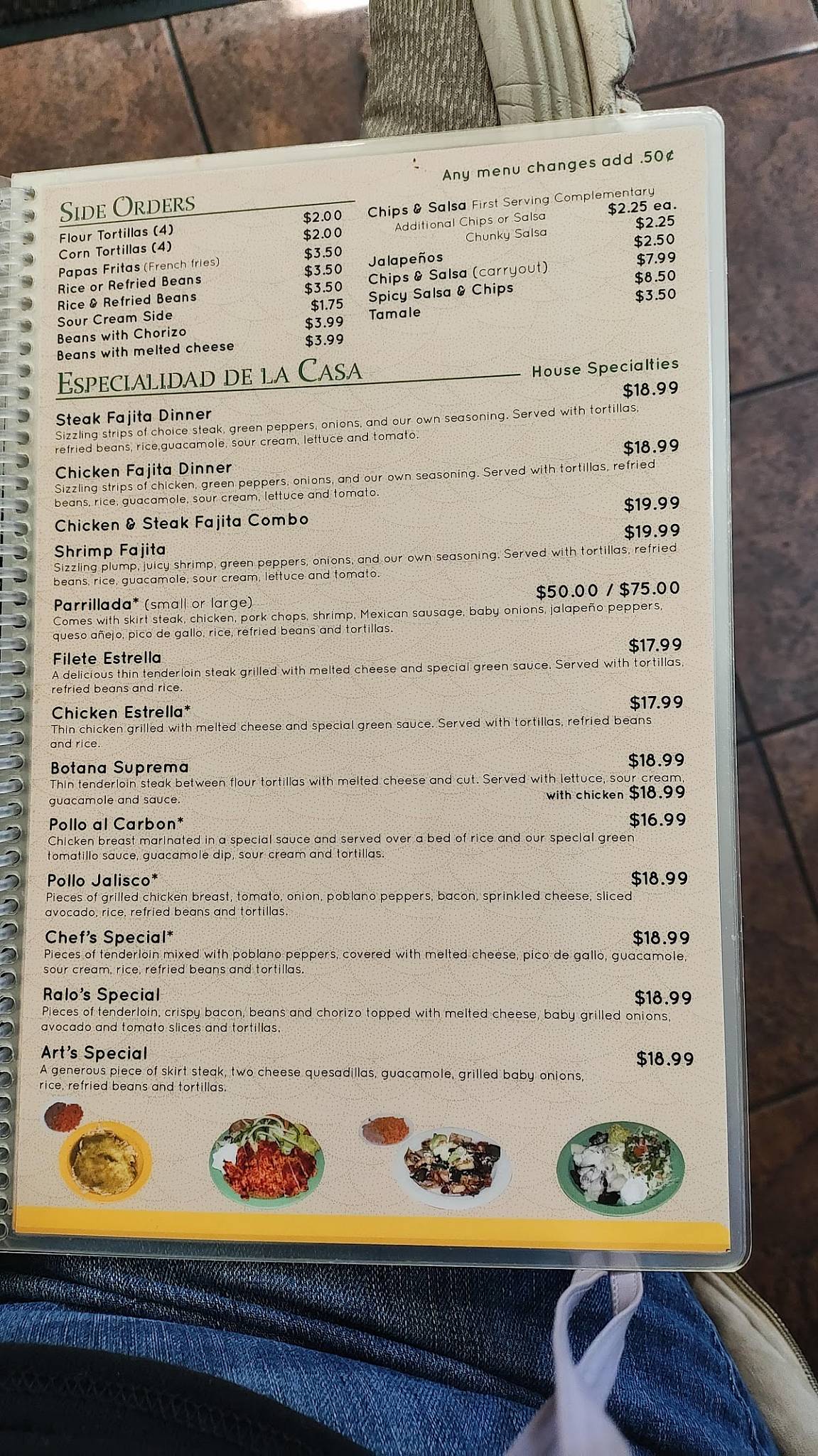 Menu at La Siesta Authentic Mexican Cuisine restaurant, Bradley