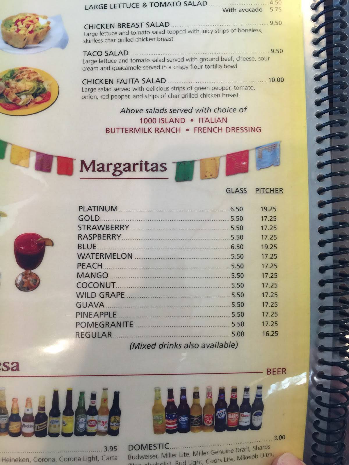 Menu at La Siesta Authentic Mexican Cuisine restaurant, Bradley