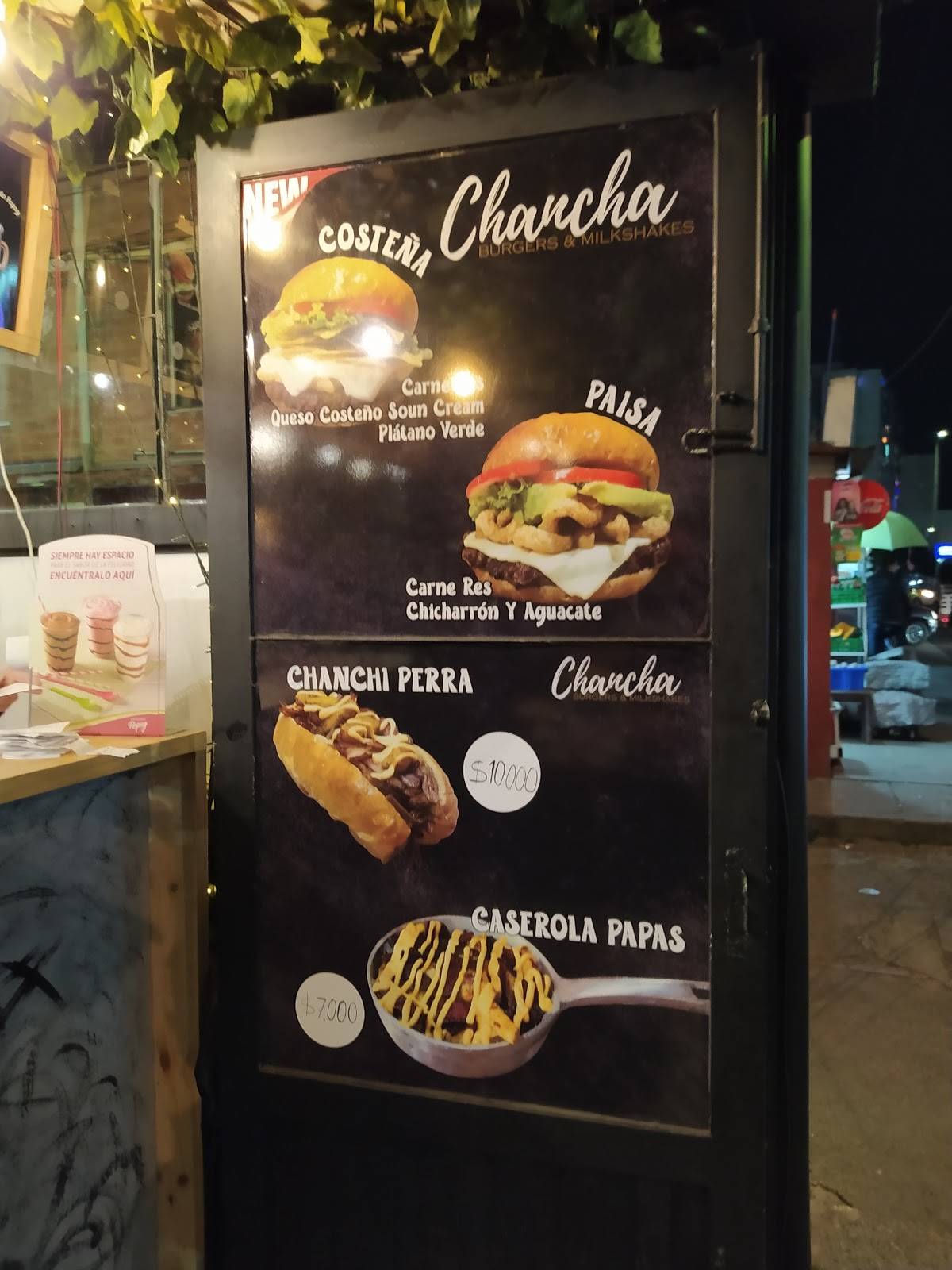 Carta del restaurante La chancha, Bogotá