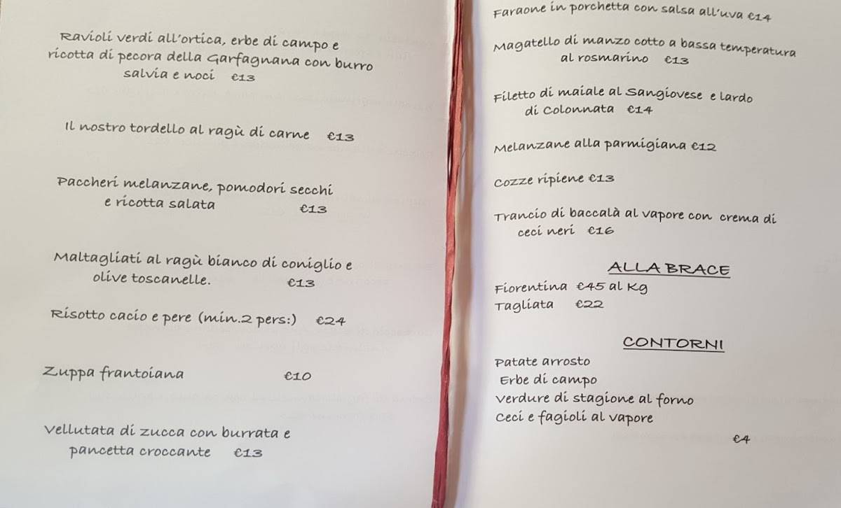 Menu da Osteria enoteca La volpe e L'uva pub & bar, Pietrasanta