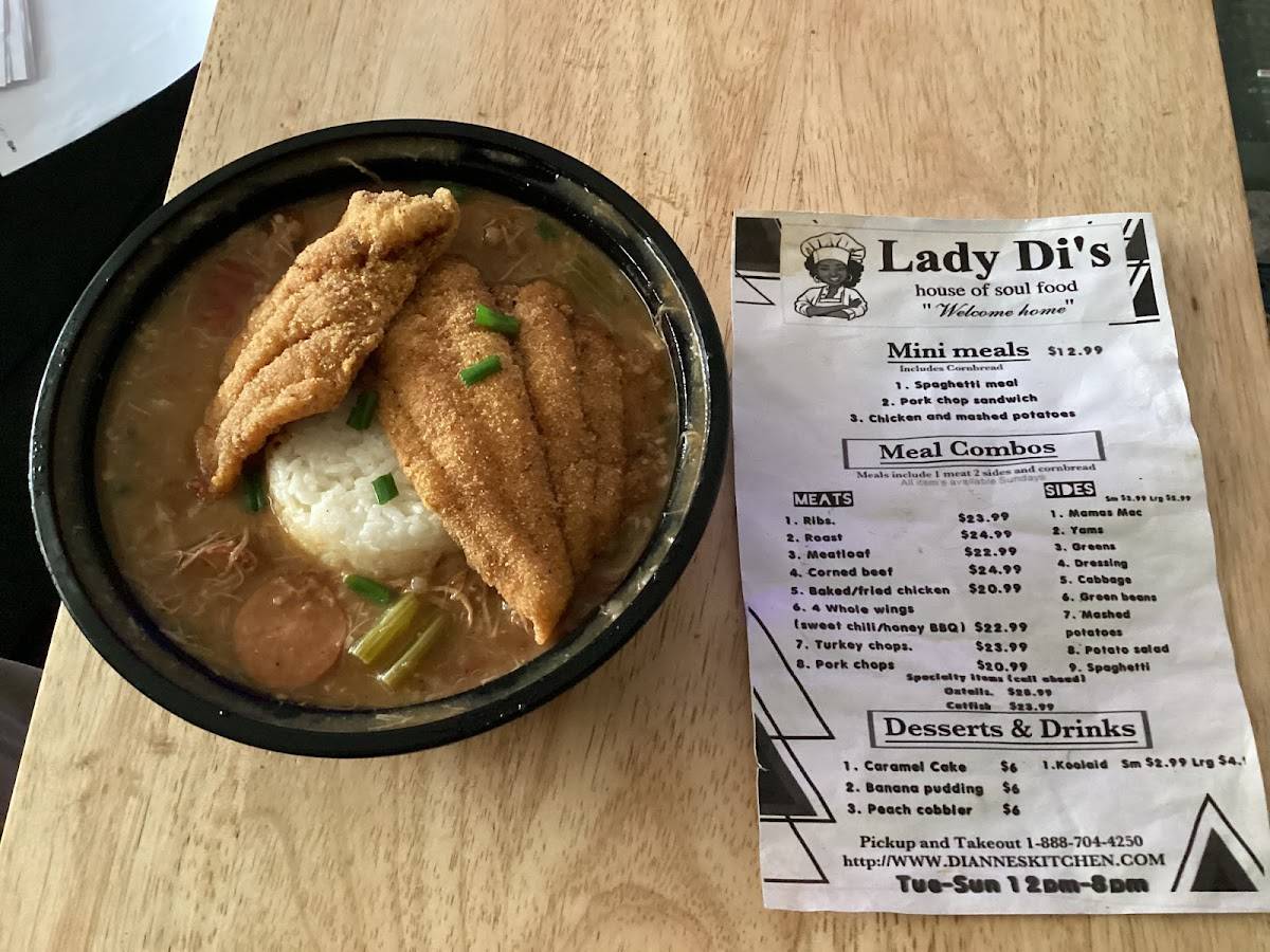 Menu at Lady Di’s House of Soul Food restaurant, Wayne
