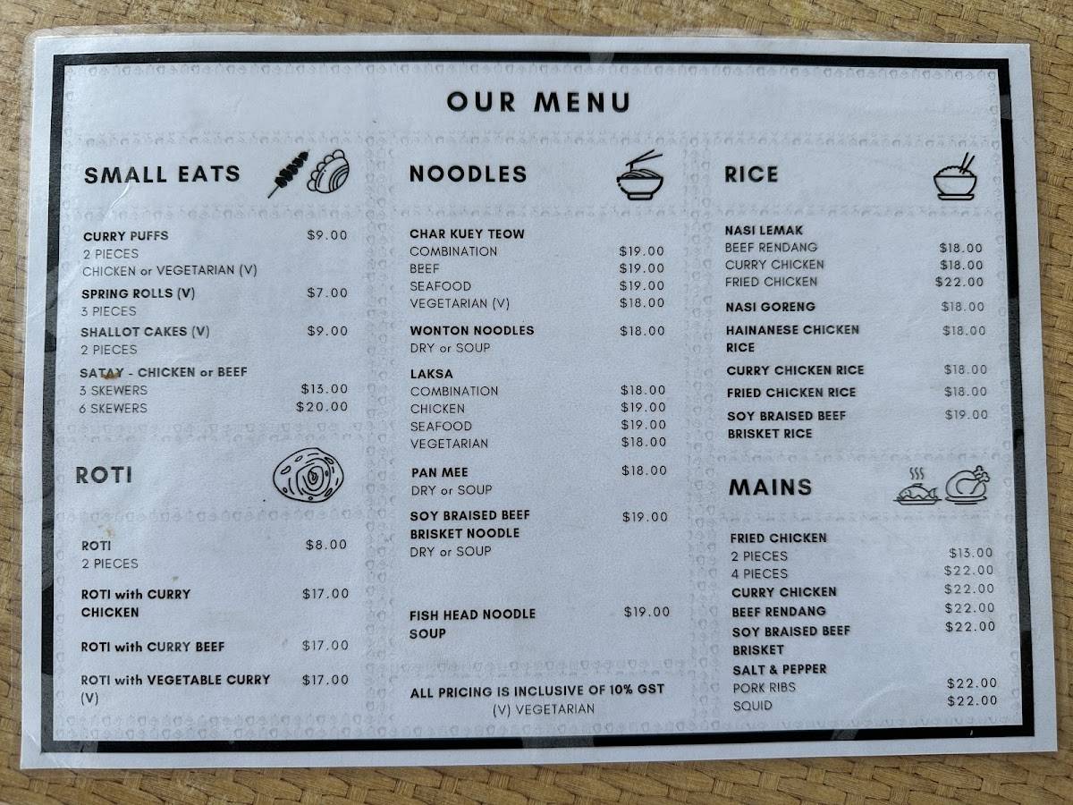 Menu at Lai's Pantry - Malaysian Eatery restaurant, Mansfield Park