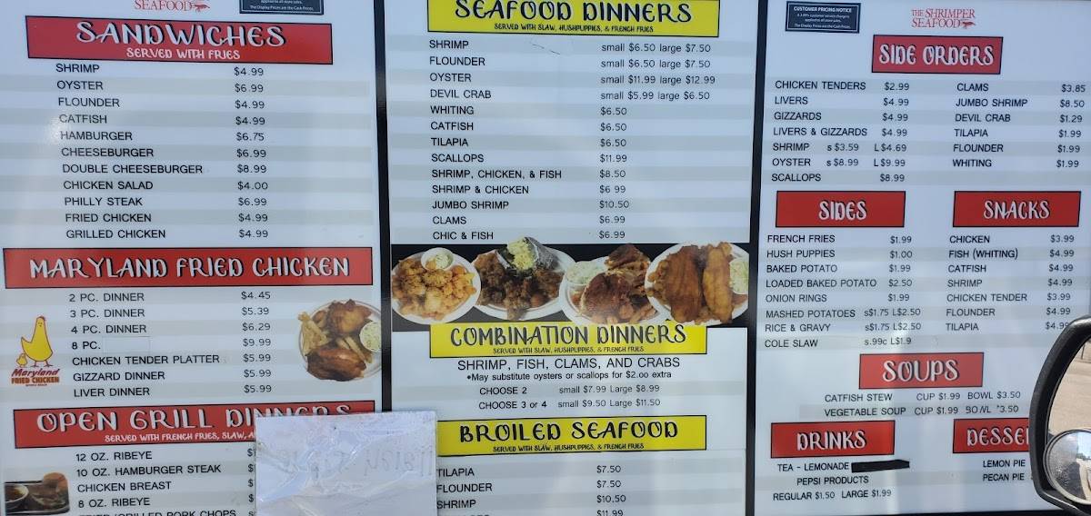 Menu at Lake City Shrimper restaurant, Lake City, 340 W Main St