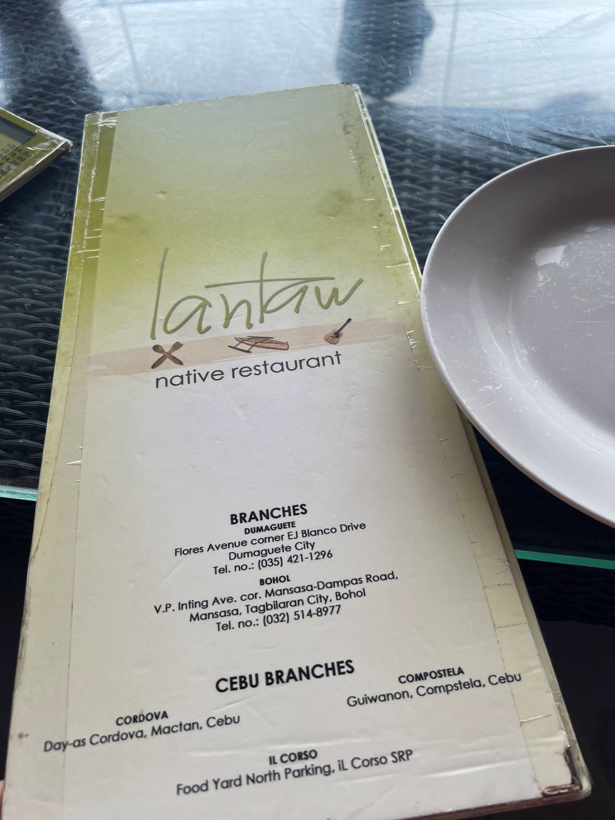 Menu at Lantaw Native Restaurant, Dumaguete, EJ Blanco Drive