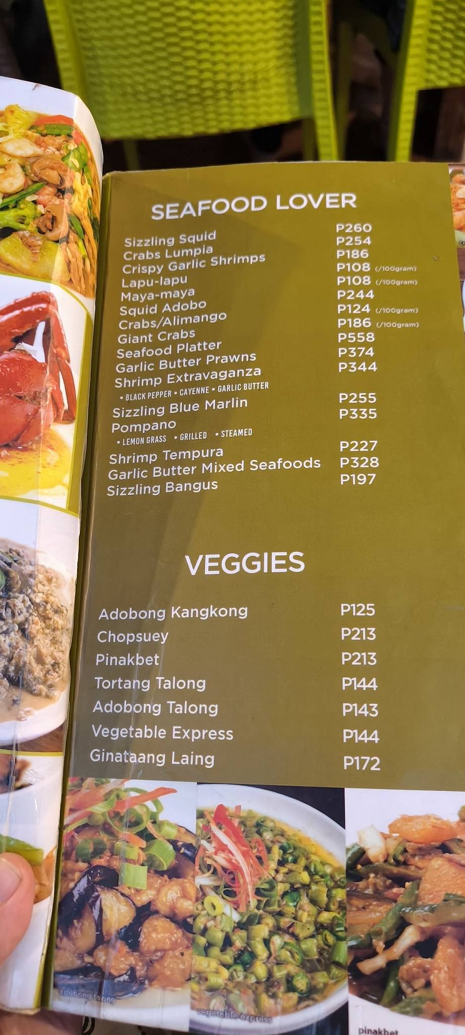 Menu at Lantaw Native Restaurant, Dumaguete, EJ Blanco Drive