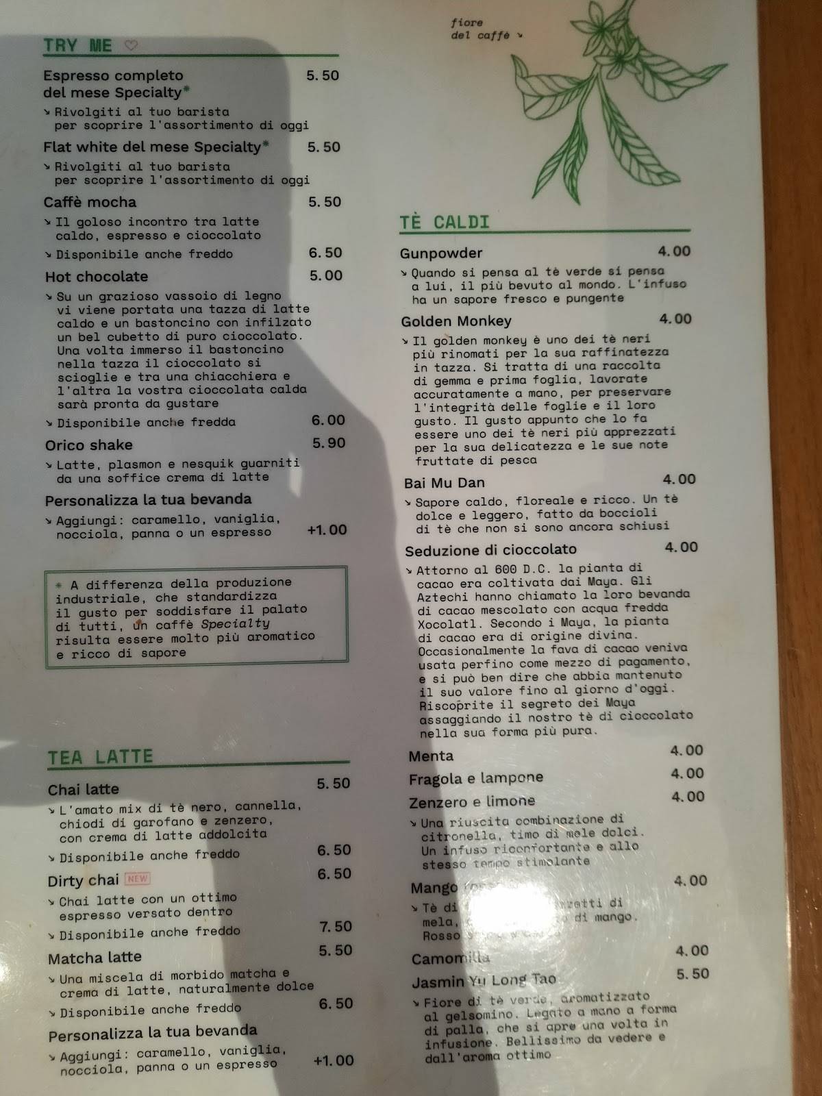 Menu da L’ Arte del Caffè, Bellinzona, Viale Portone 45