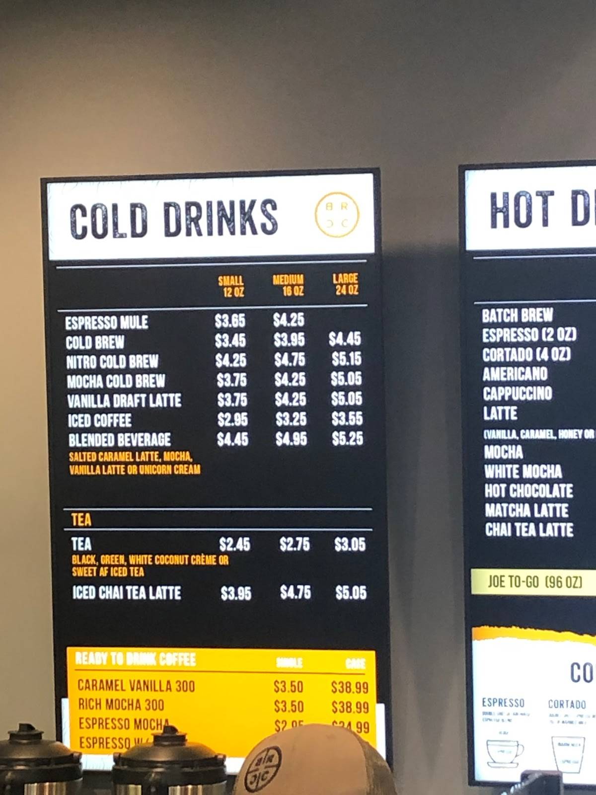 Menu at Black Rifle Coffee Company, Layton