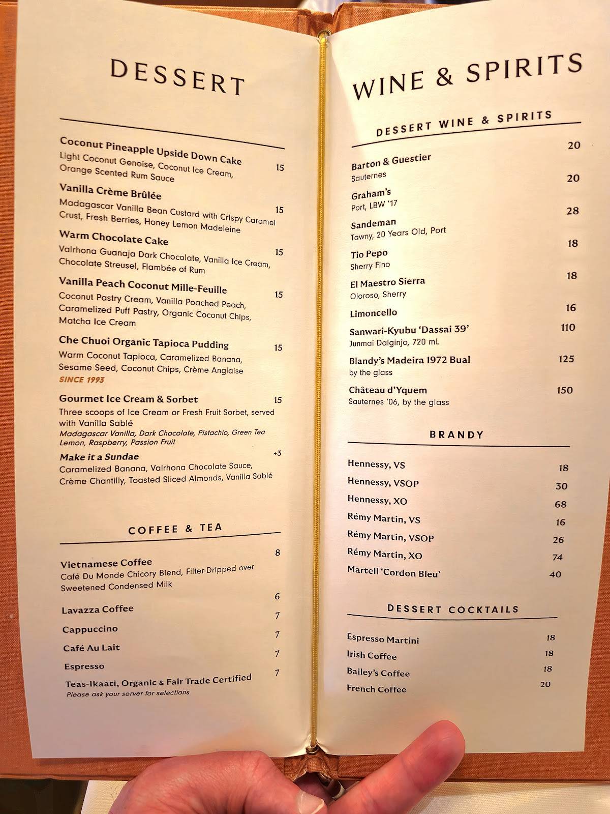 Menu at Le Colonial Naples restaurant, Naples