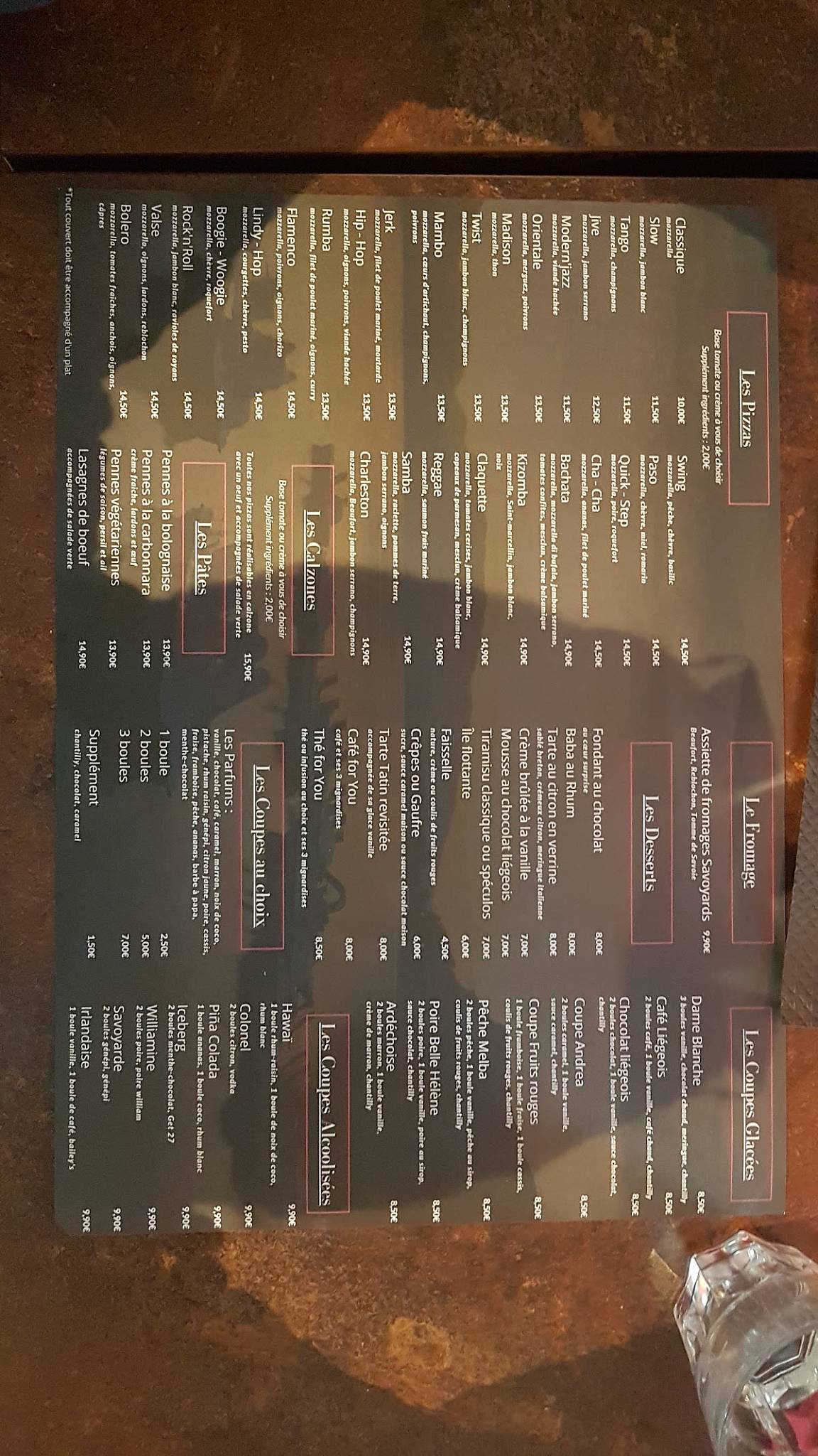 Menu au Le For You restaurant, Challes-les-Eaux