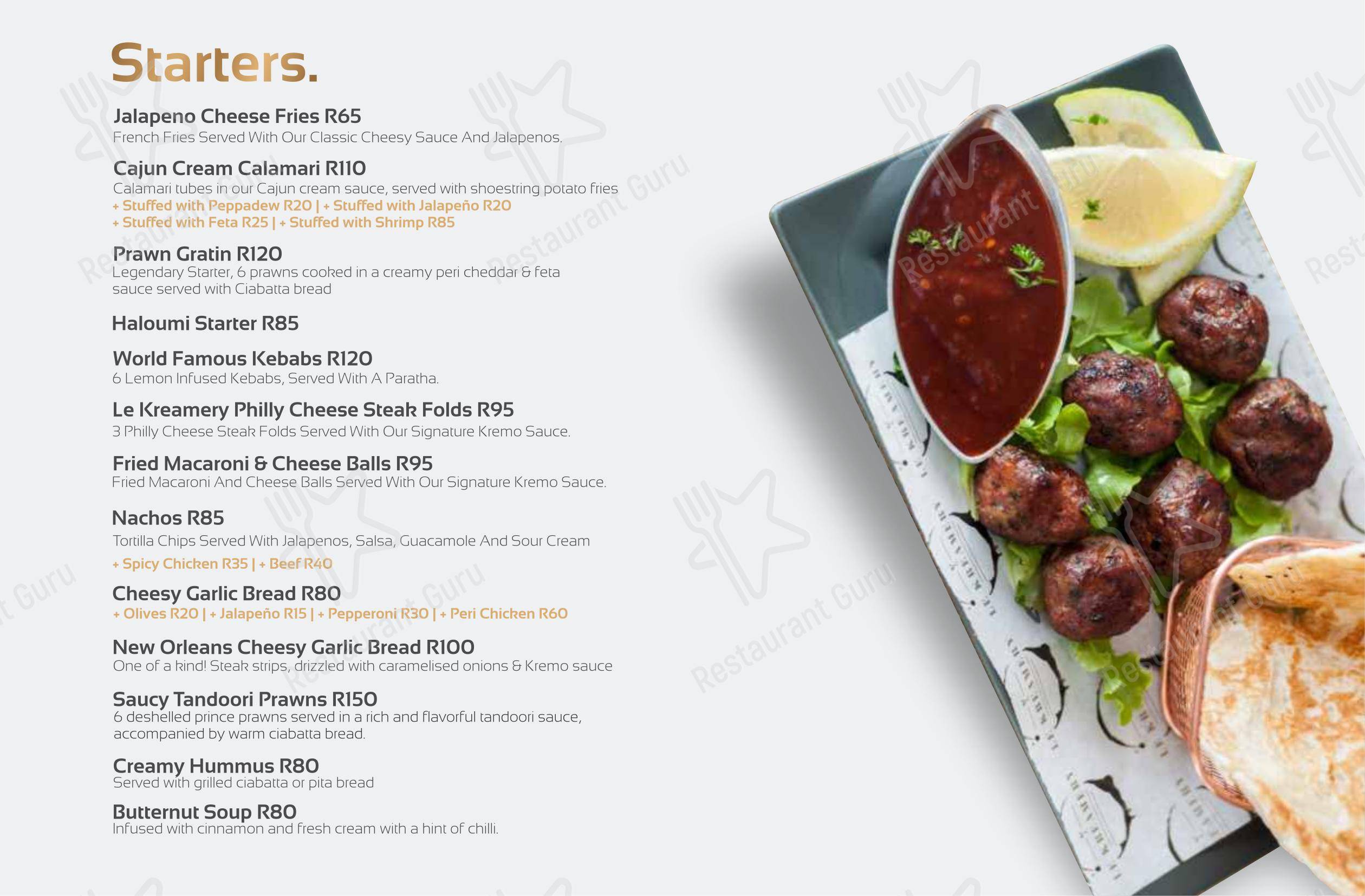 Menu at Le Kreamery restaurant, Centurion, Eldo Square Shopping Centre