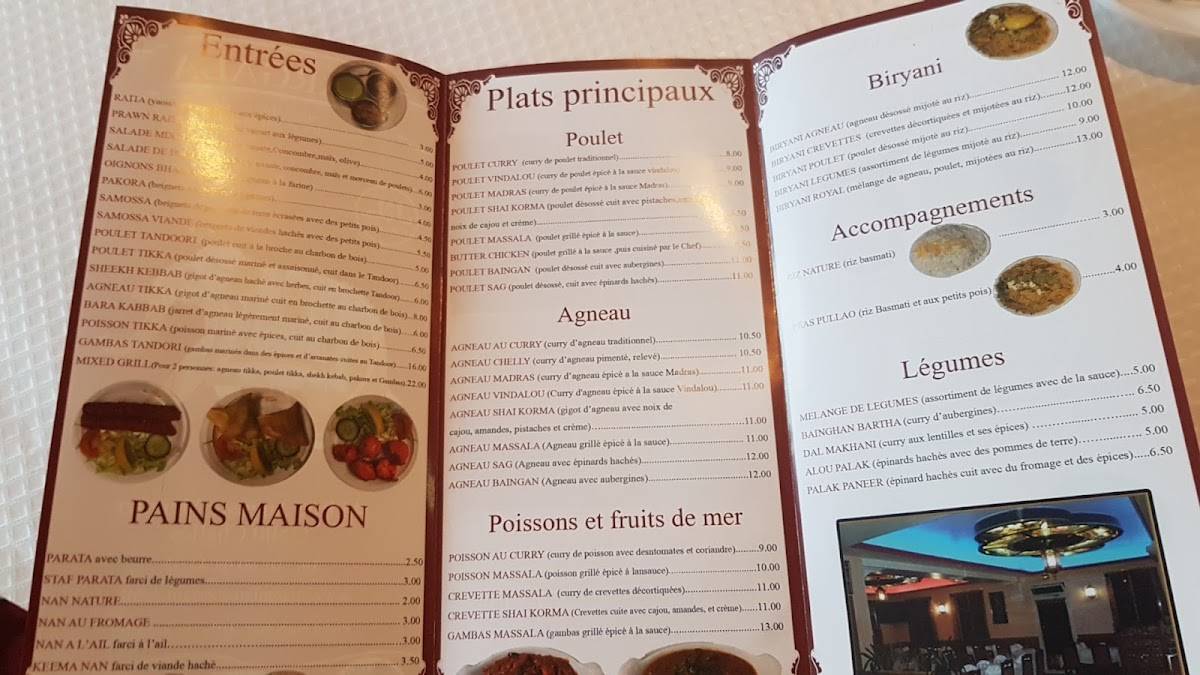 Menu au Le Margala restaurant, Chelles
