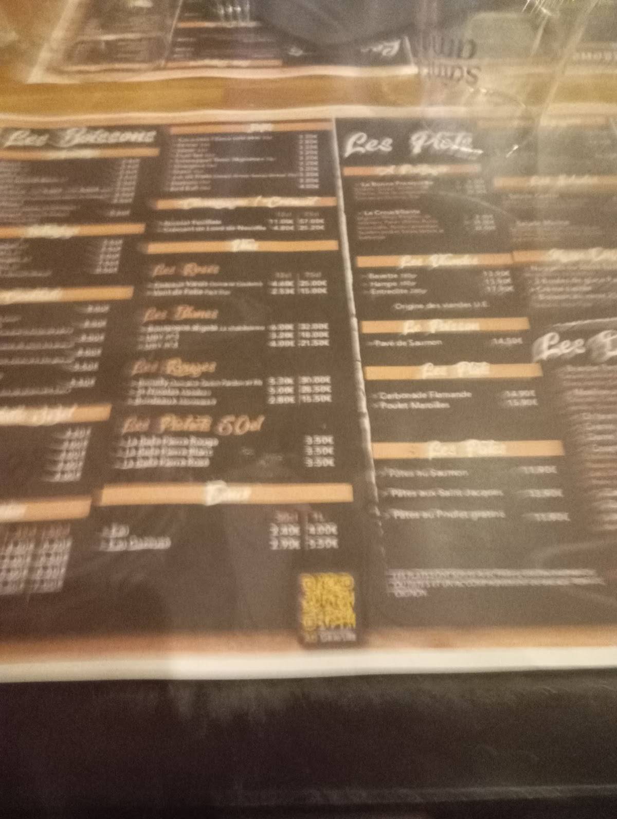 Menu au Le Number restaurant, Lens