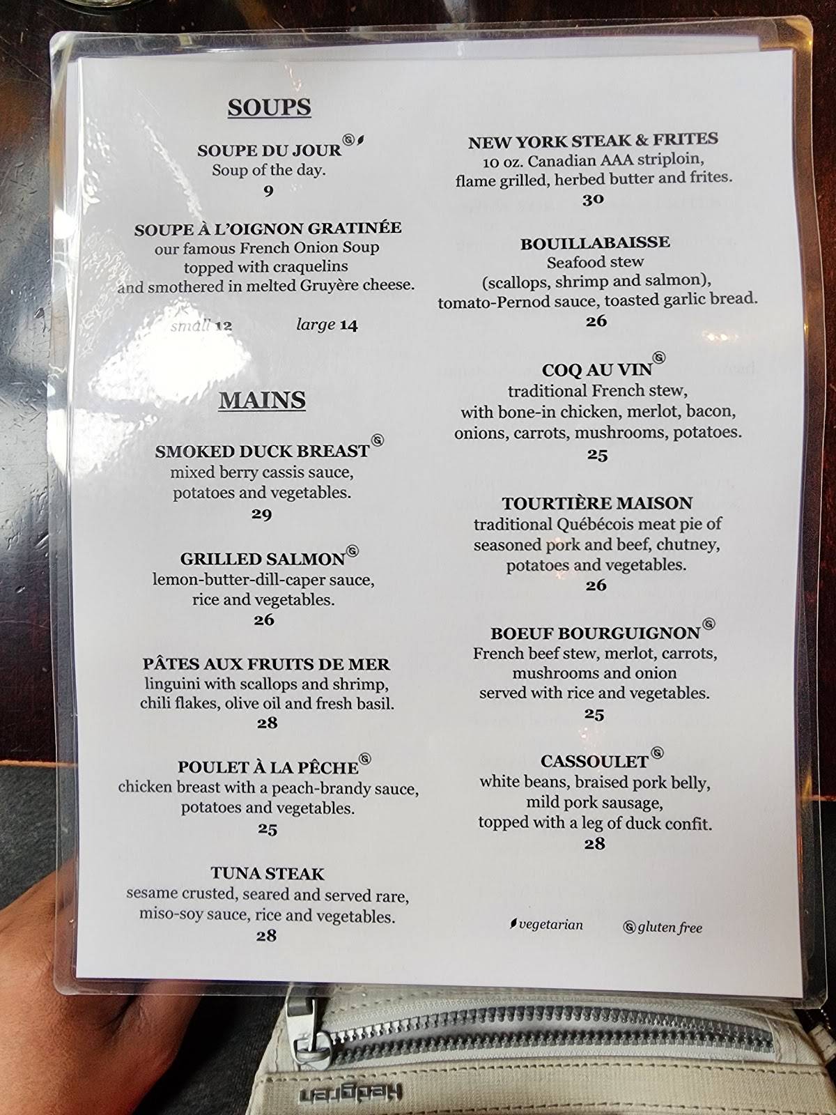 Menu at Le Papillon On Front restaurant, Toronto