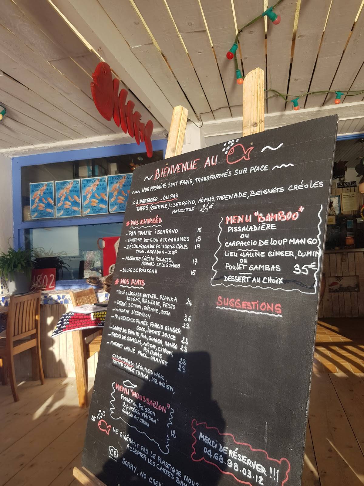 Carta del restaurante Le Poisson Rouge, Port-Vendres