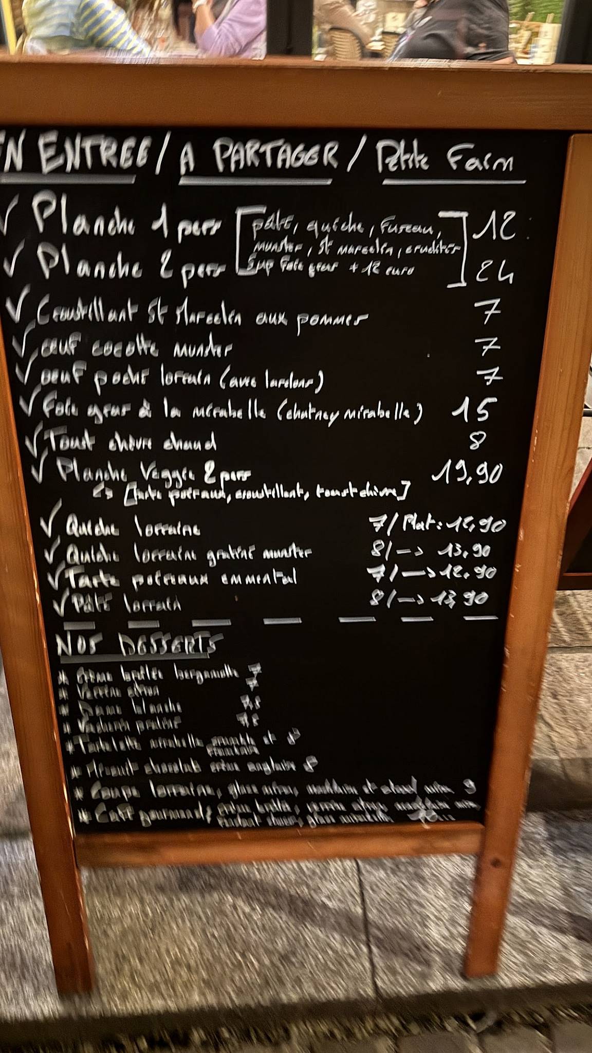 Menu au Le potager restaurant, Nancy