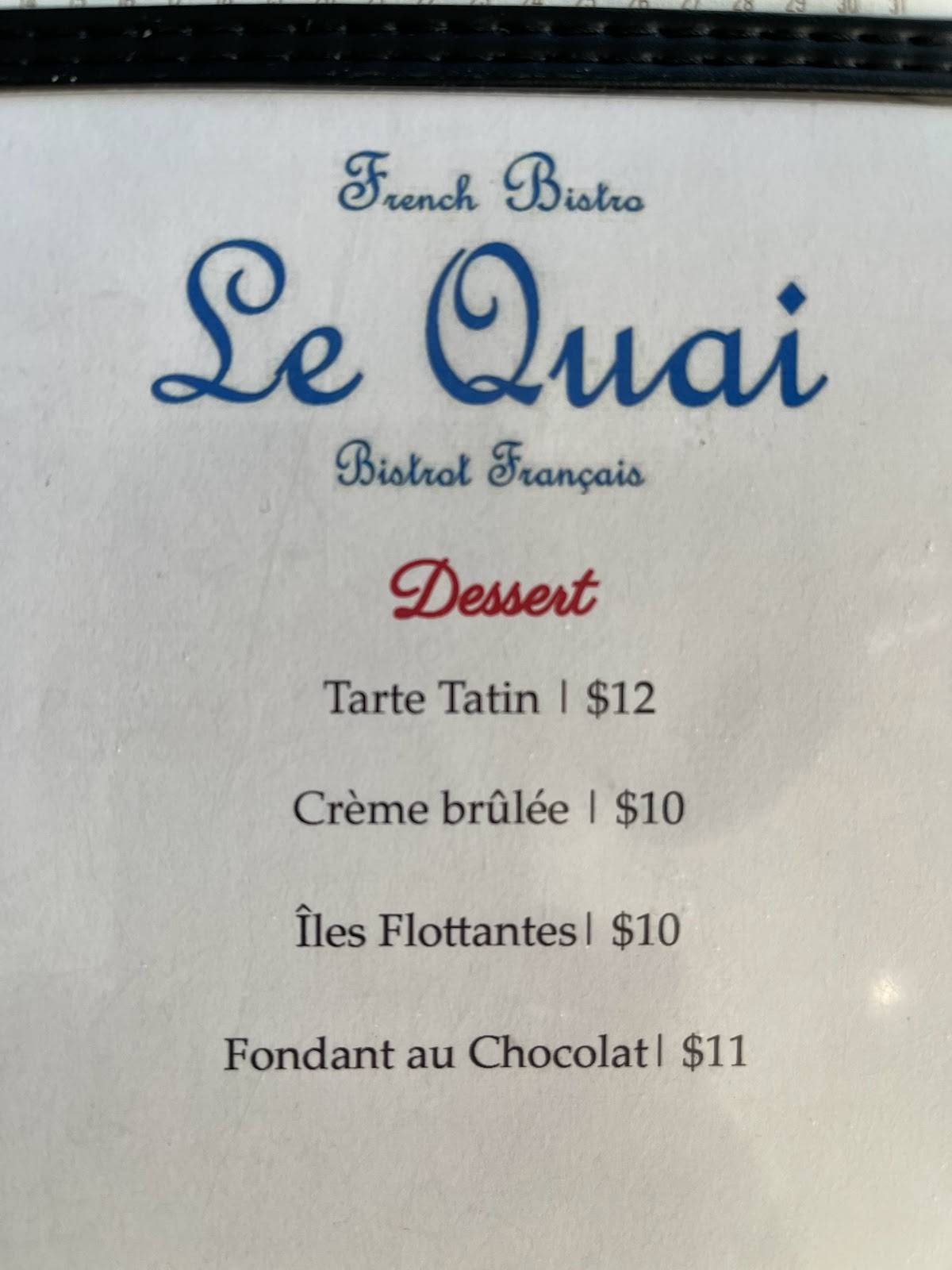 Menu at Le Quai Bistrot Français desserts, Waterford