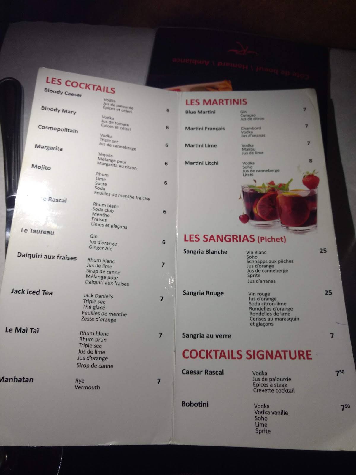 Menu au Le Rascal - Restaurant Steakhouse, Québec, Wilfrid-Hamel Blvd
